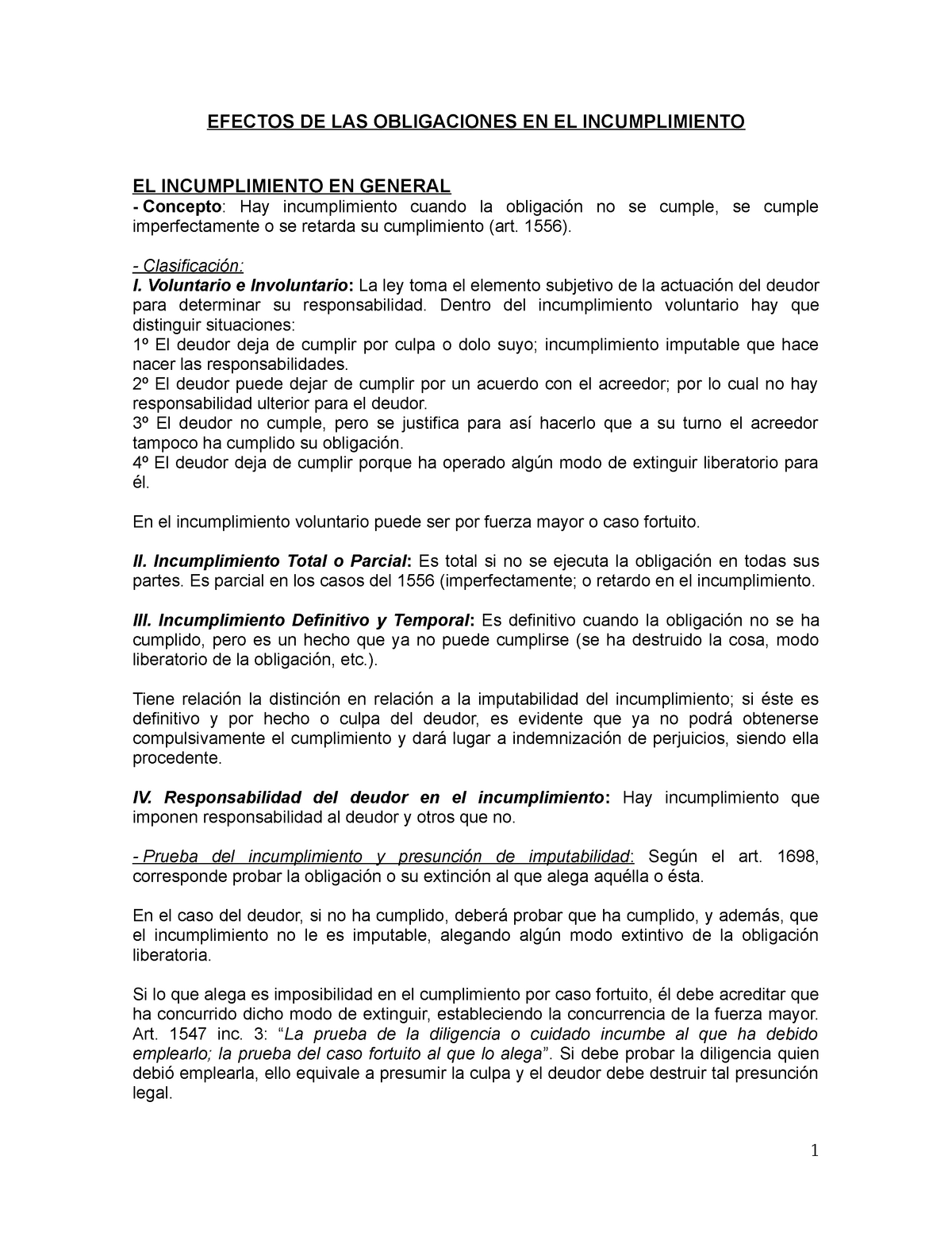 Tema 6 El Incumplimiento De Las Obligaciones Ejercicios De Derecho