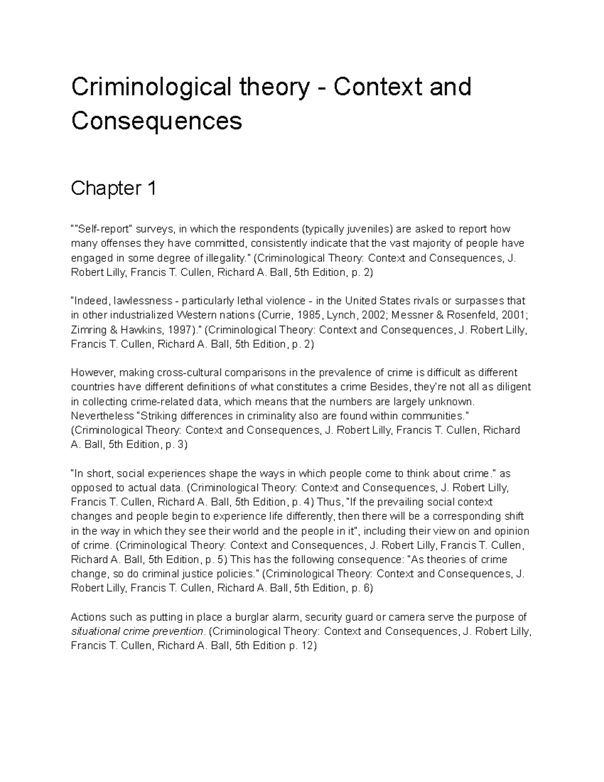 Criminological Theory Context And Consequences Summary