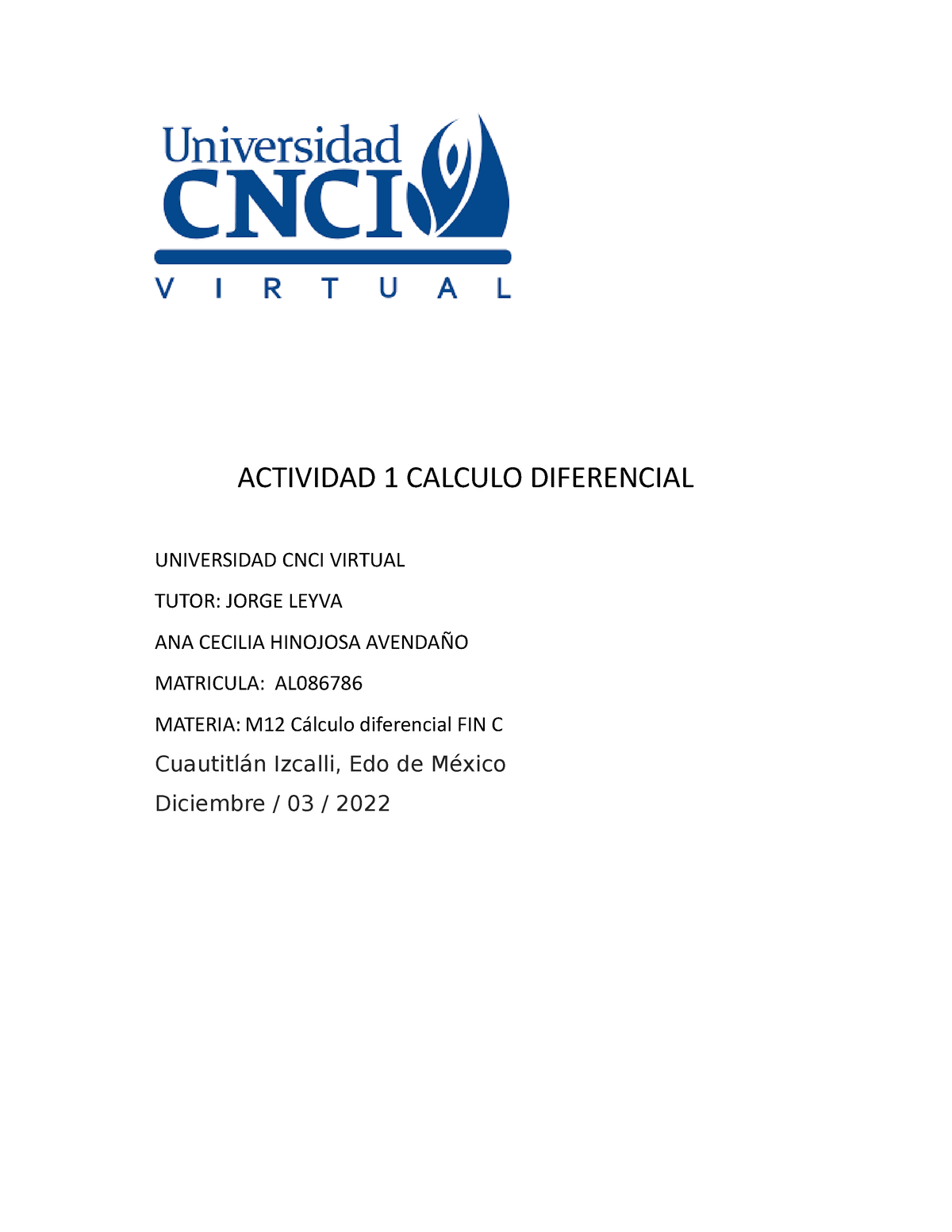 Actividad 1 Calculo Diferencial Actividad 1 Calculo Diferencial