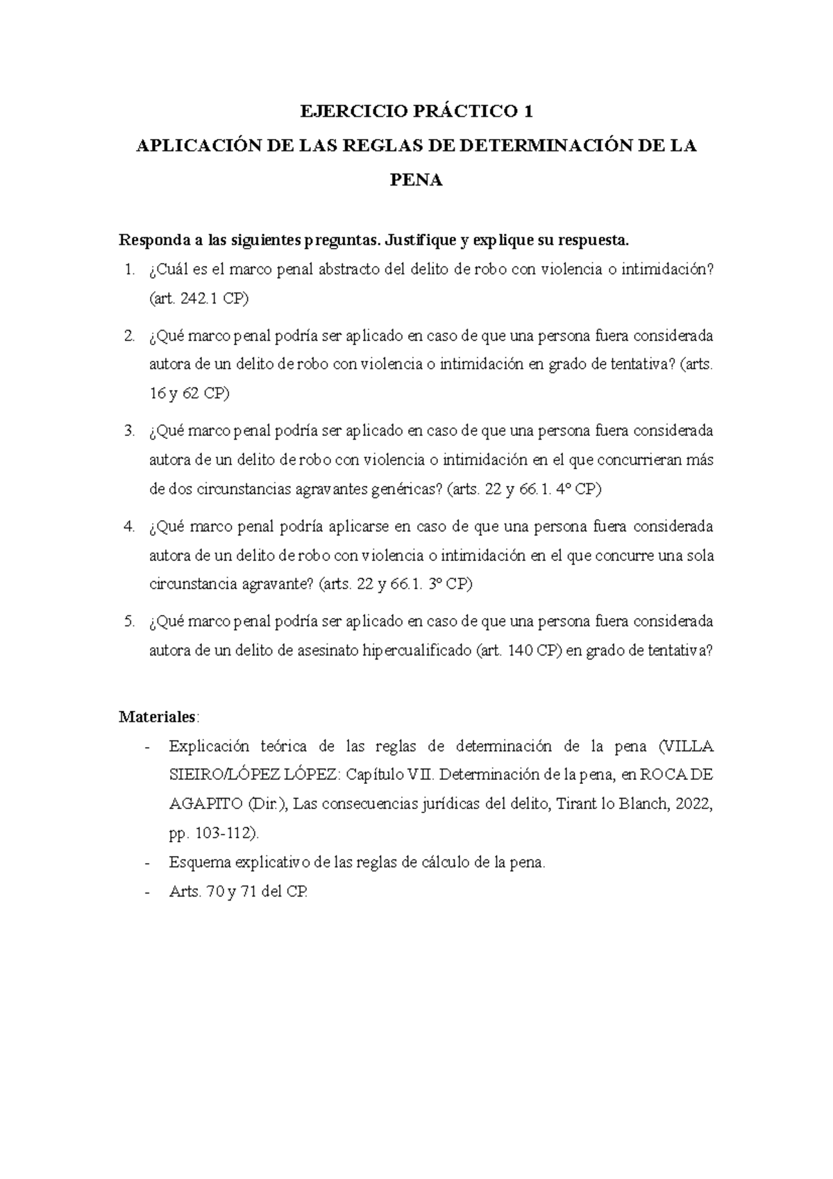 Practica 1 Reglas De Determinación De La Pena Ejercicio PrÁctico 1