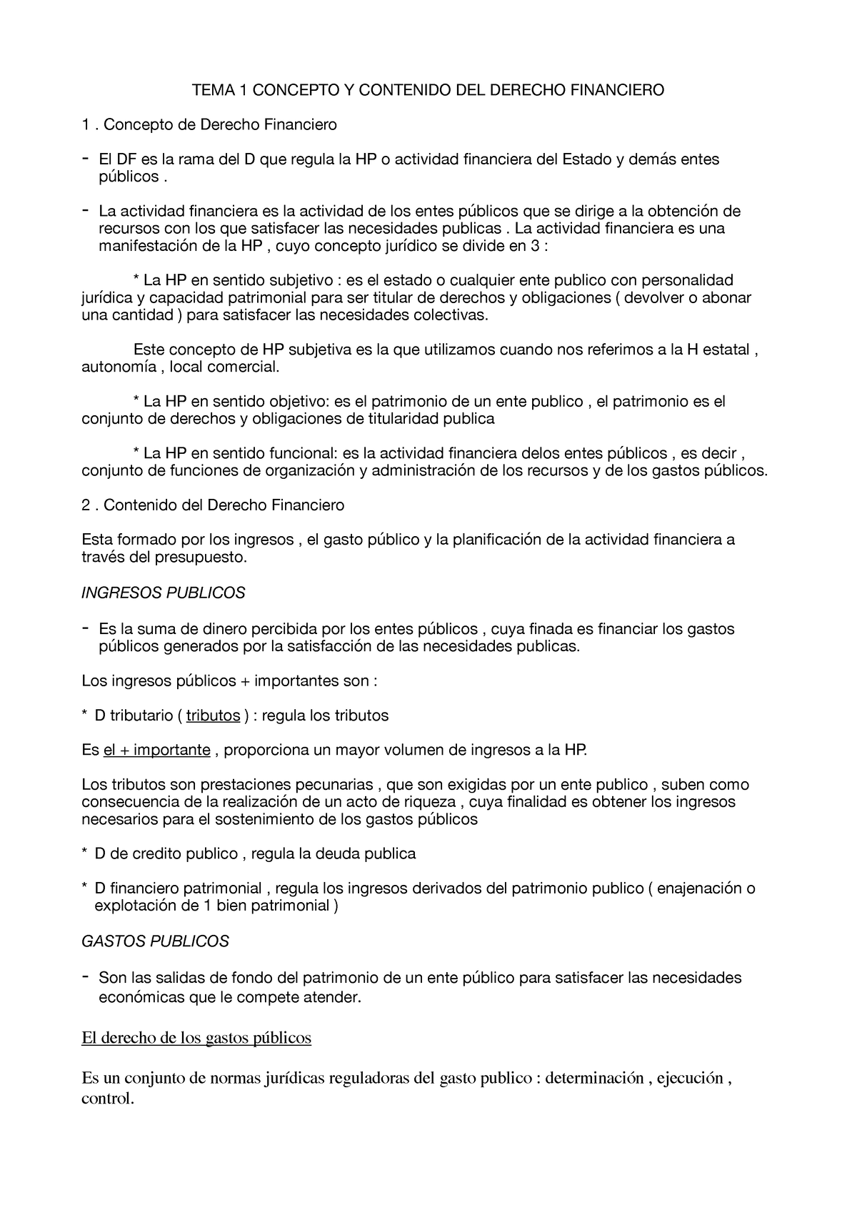 Tema 1 Apuntes Financiero Tema 1 Concepto Y Contenido Del Derecho