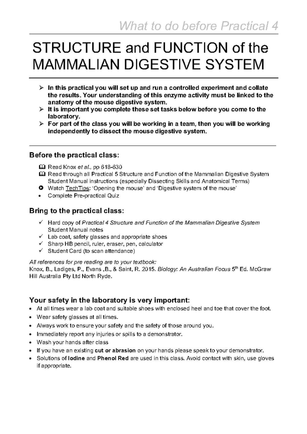 Prac Notes 4 It Is Practical 4 Note For Biol10004 Warning Tt