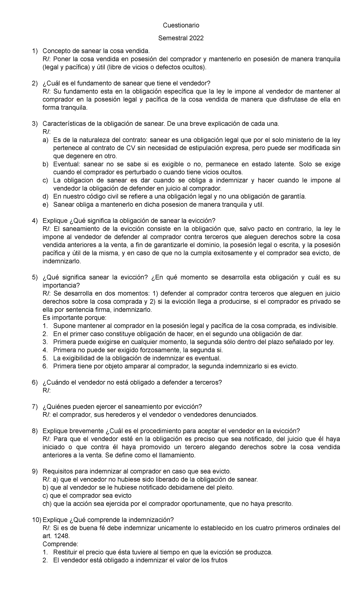 Cuestionario Semestral Derecho Civil Cuestionario Semestral 2022