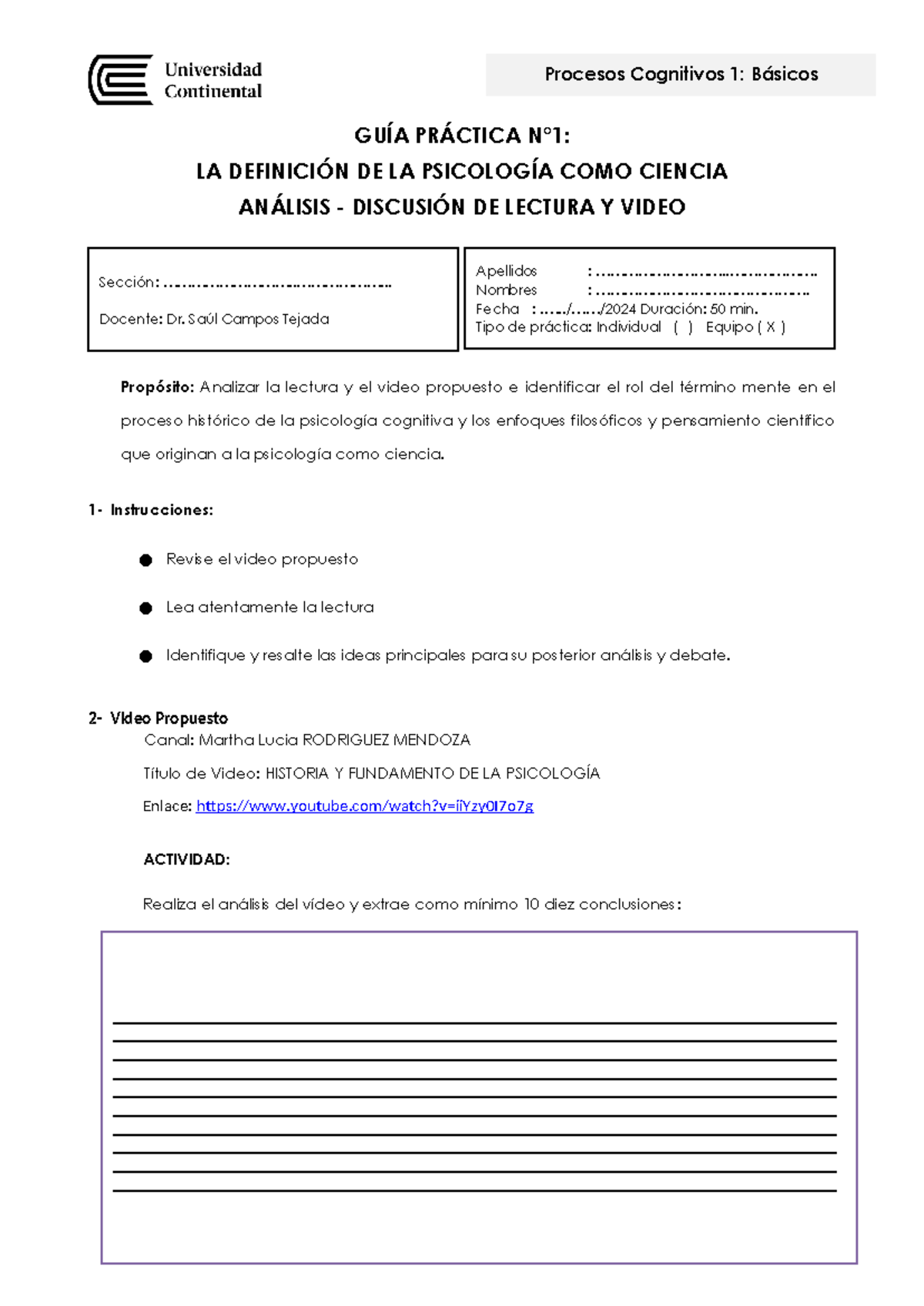 Guia Practica 1 La Definición De La Psicología Como Ciencia Procesos