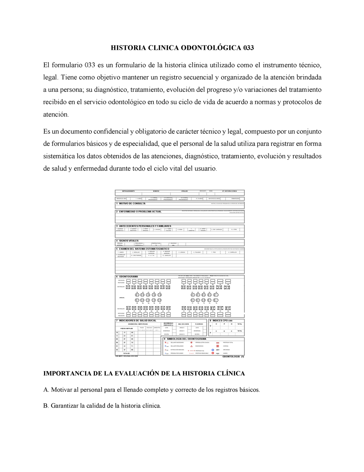 Historia Clinica Odontológica 033 Historia Clinica OdontolÓgica 033