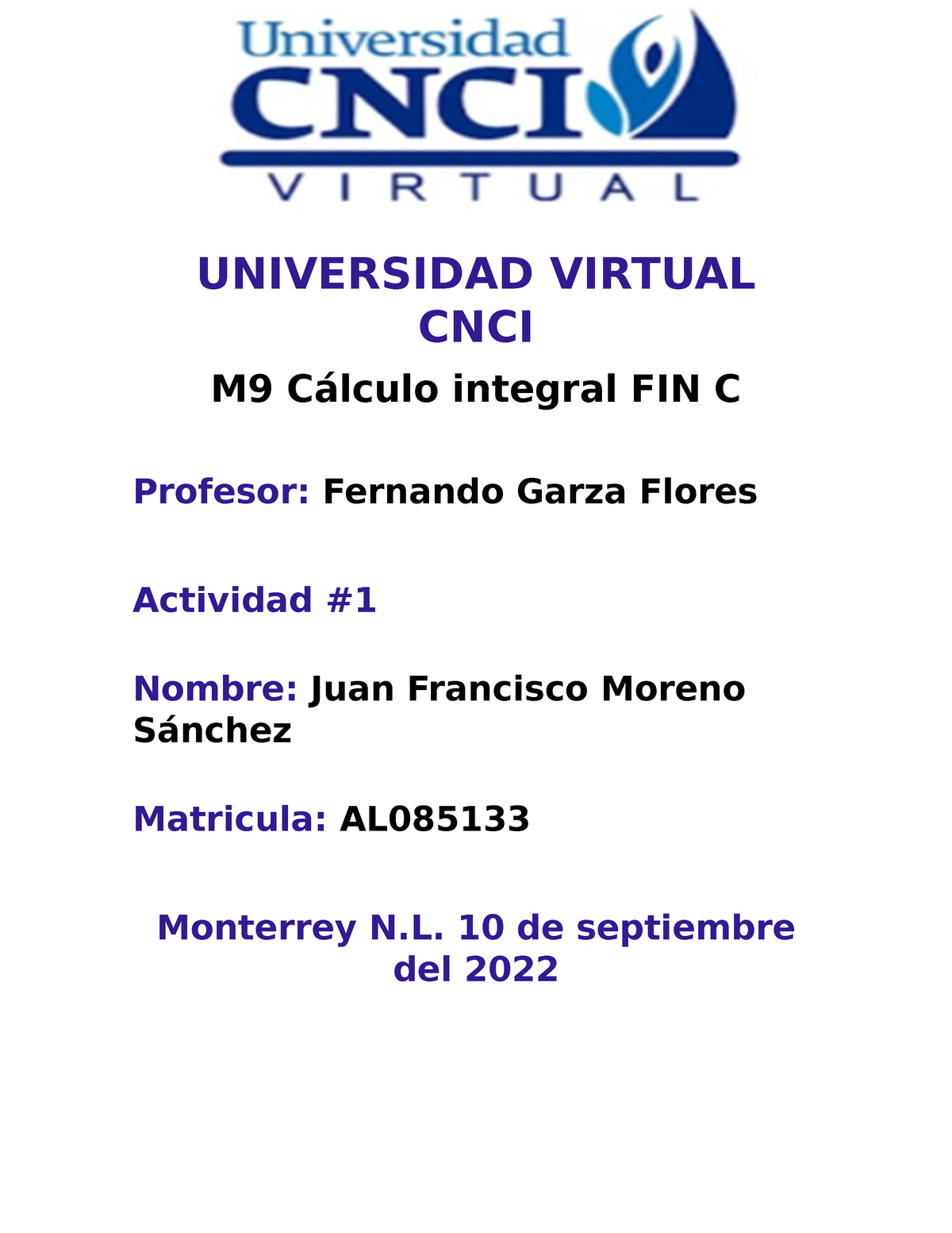 Actividad 1 Calculo Integral Universidad Virtual Cnci M9 Cálculo