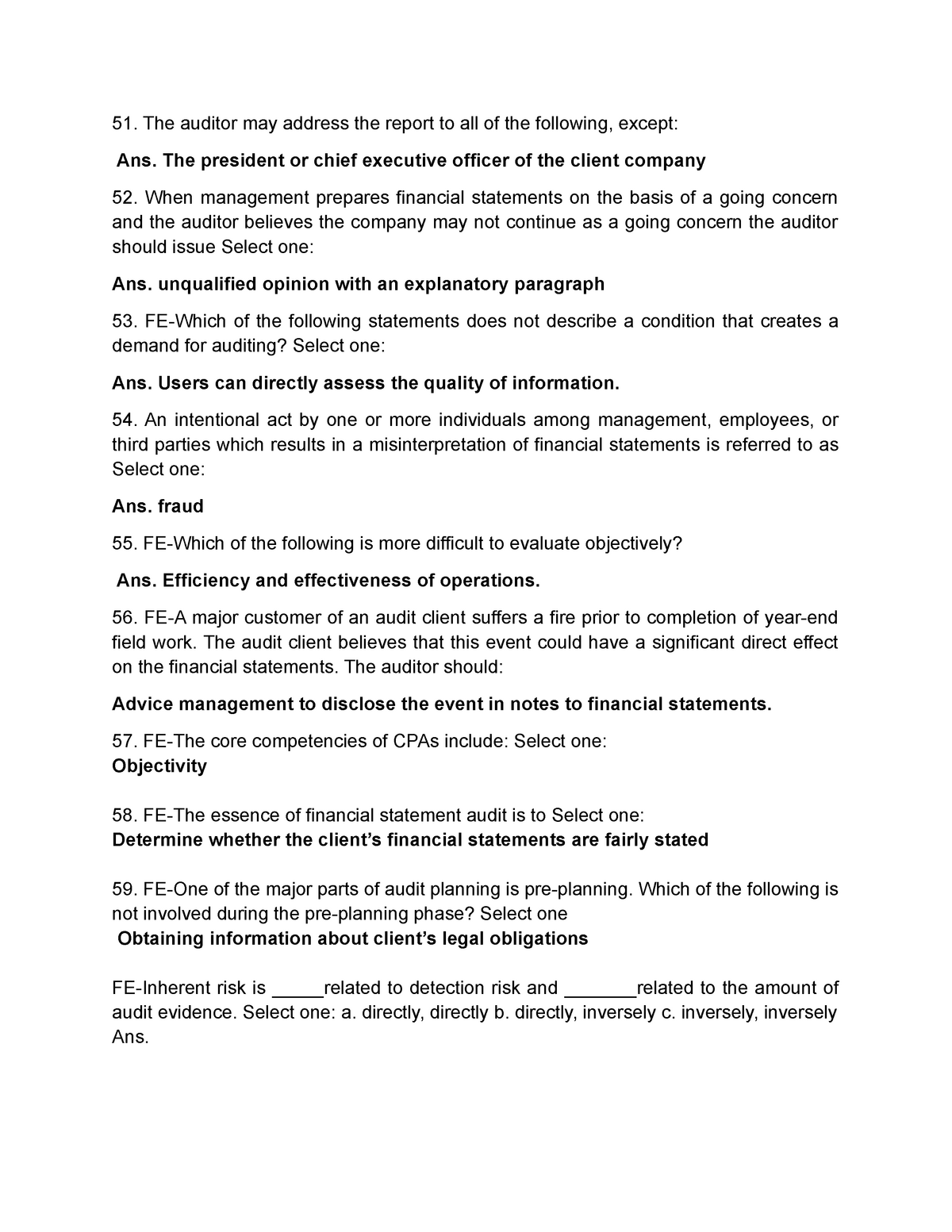 Accounting Audit Practice Materials For Students The Auditor May