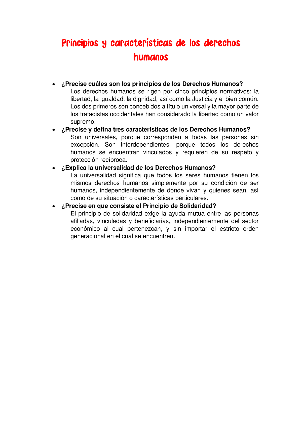 Derechos Humanos Semana 4 ¿precise Cuáles Son Los Principios De Los