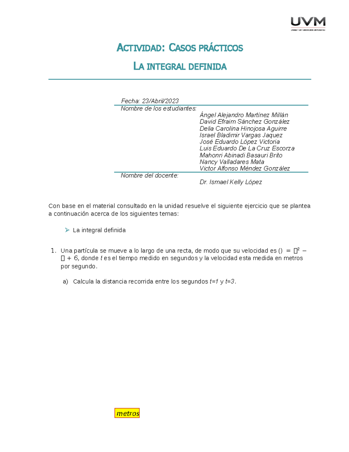 A7 U6 Casos Prácticos Ejercicios De Calculo Actividad Casos