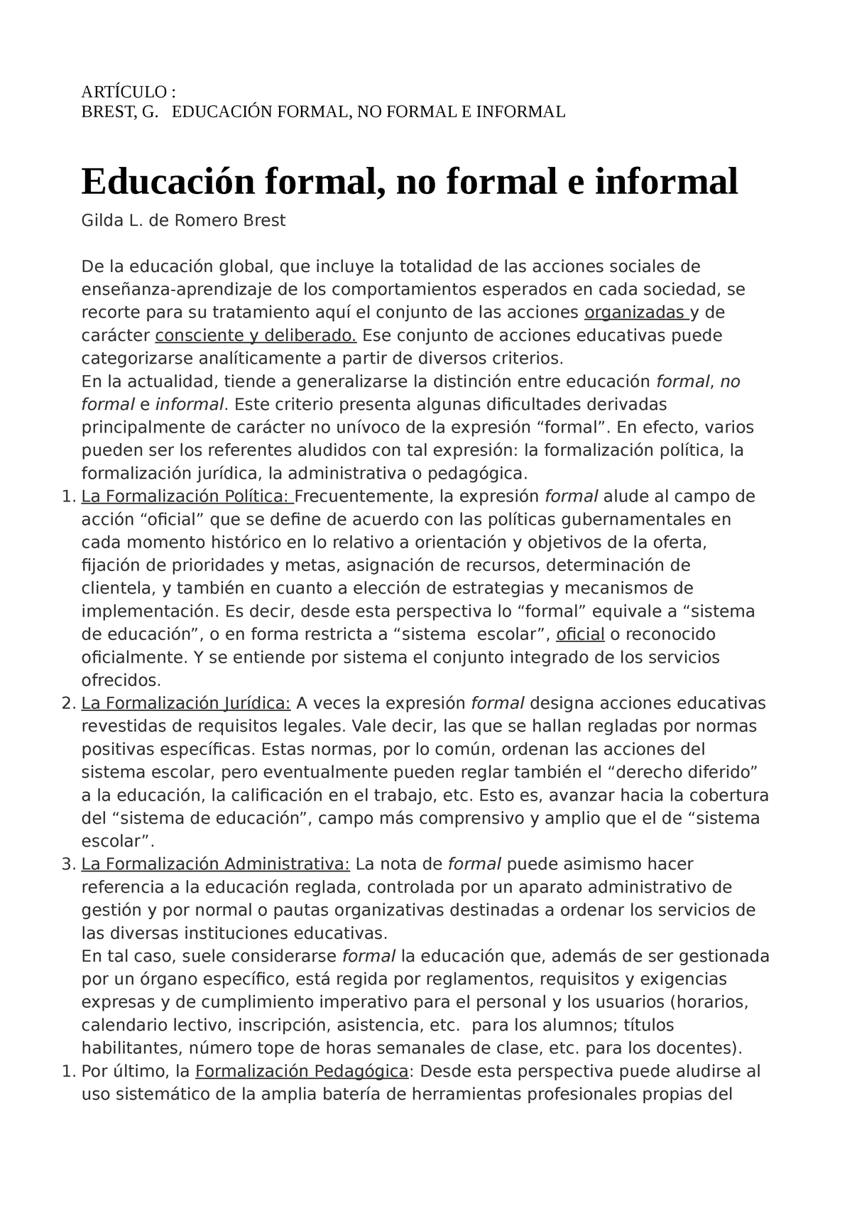 Caracteristicas De Educ Formal No Formal E Informa Pp