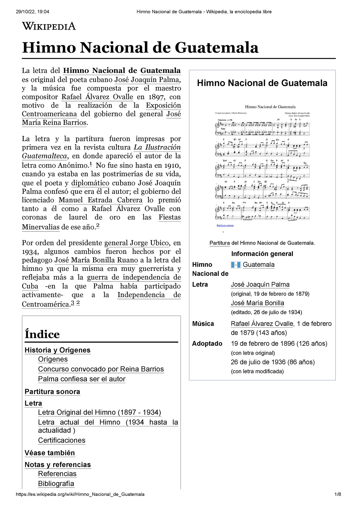 Himno Nacional De Guatemala Wikipedia La Enciclopedia Libre Himno