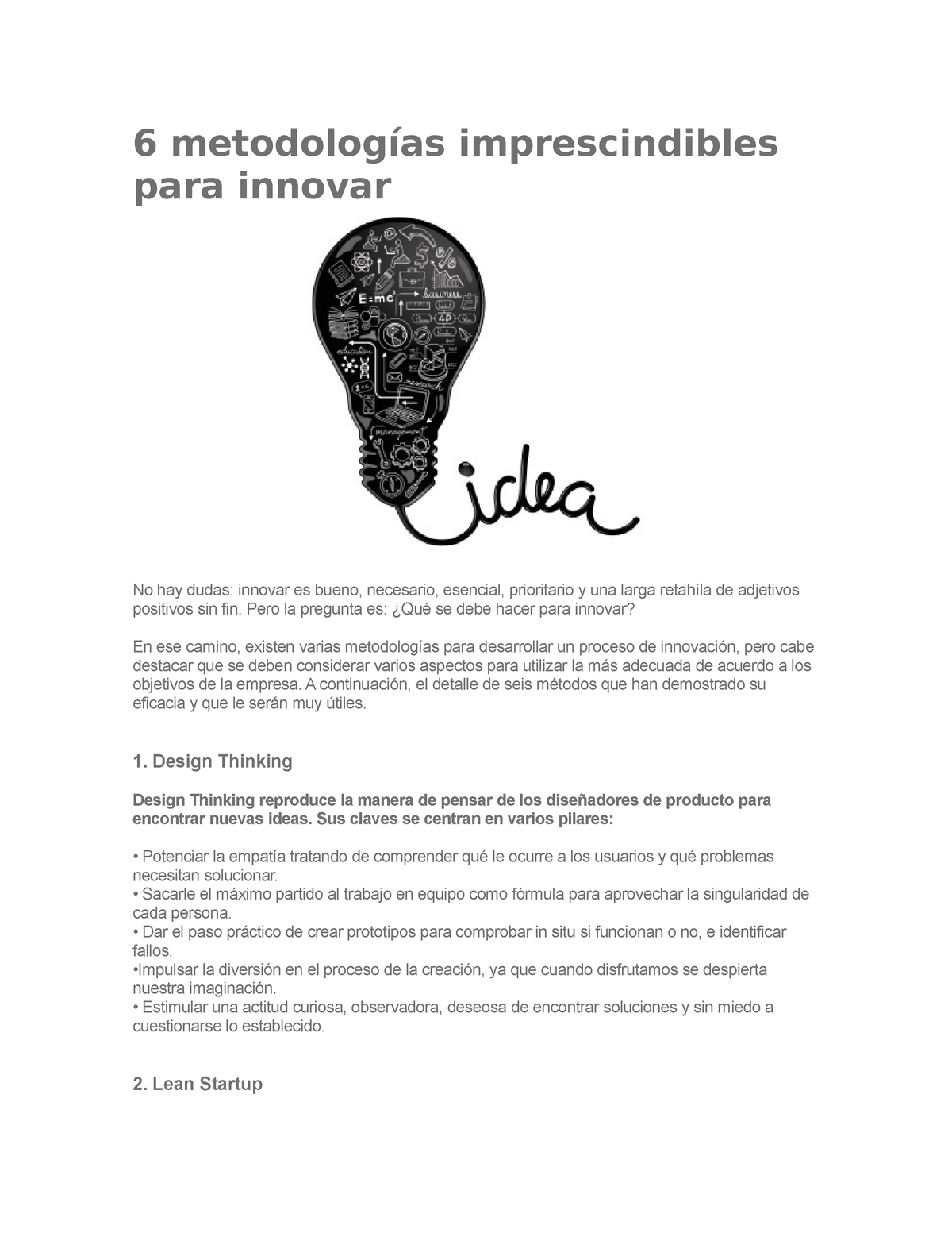 6 Metodologías Imprescindibles Para Innovar Pero La Pregunta Es ¿qué