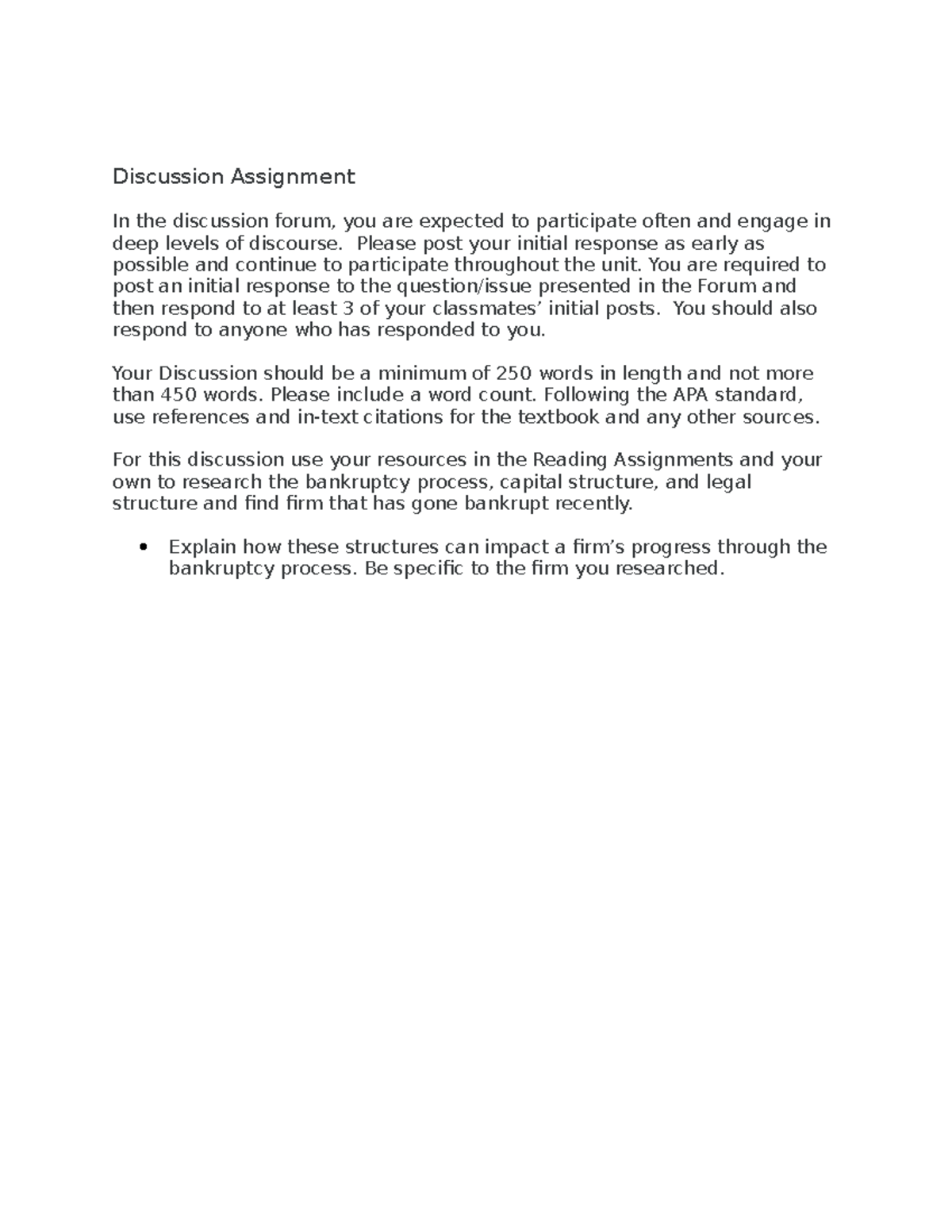 Discussion Assignment Unit 1 Discussion Assignment In The Discussion