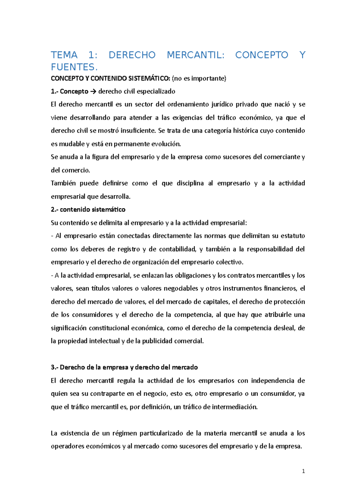 Tema 1 Derecho Mercantil Introducción Al Temario Tema 1 Derecho