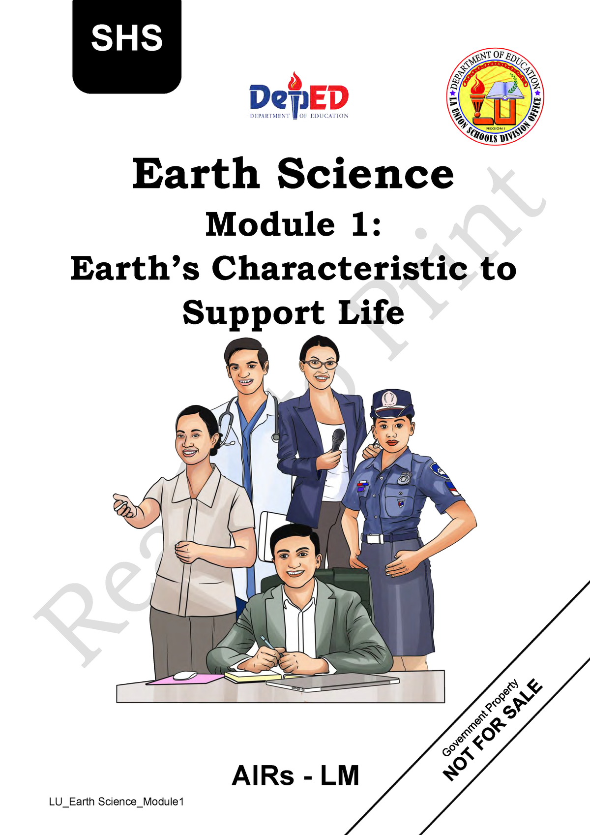 Earth Science Module 1 Earths Characteristics To Support Life No