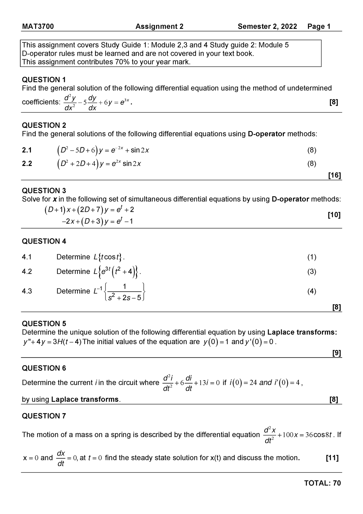 Mat3700 Assignment 2 Semester 2 Mat3700 Assignment 2 Semester 2 2022