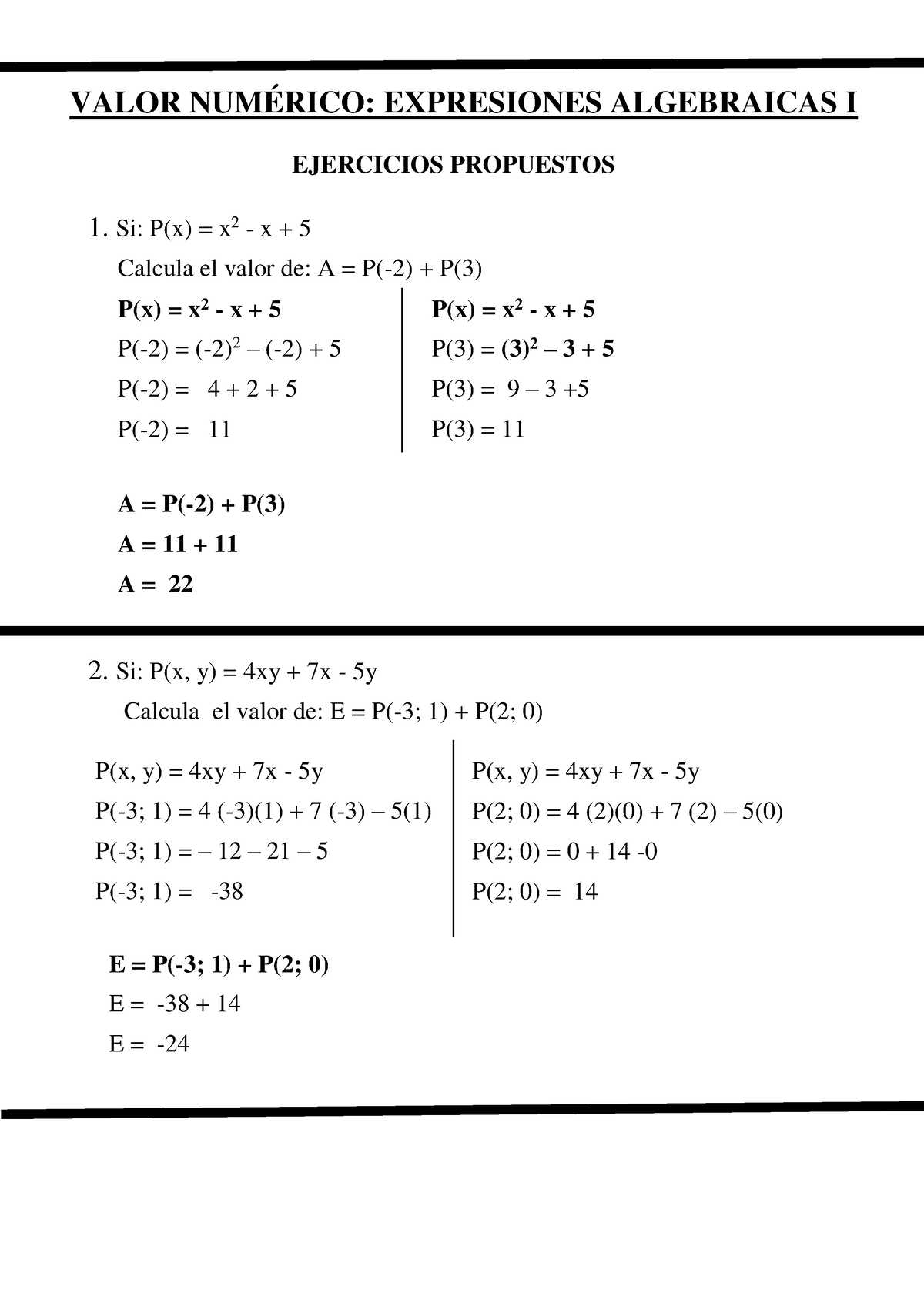 Valor Numerico Y Termino Algebraico 8 Valor NumÉrico Expresiones