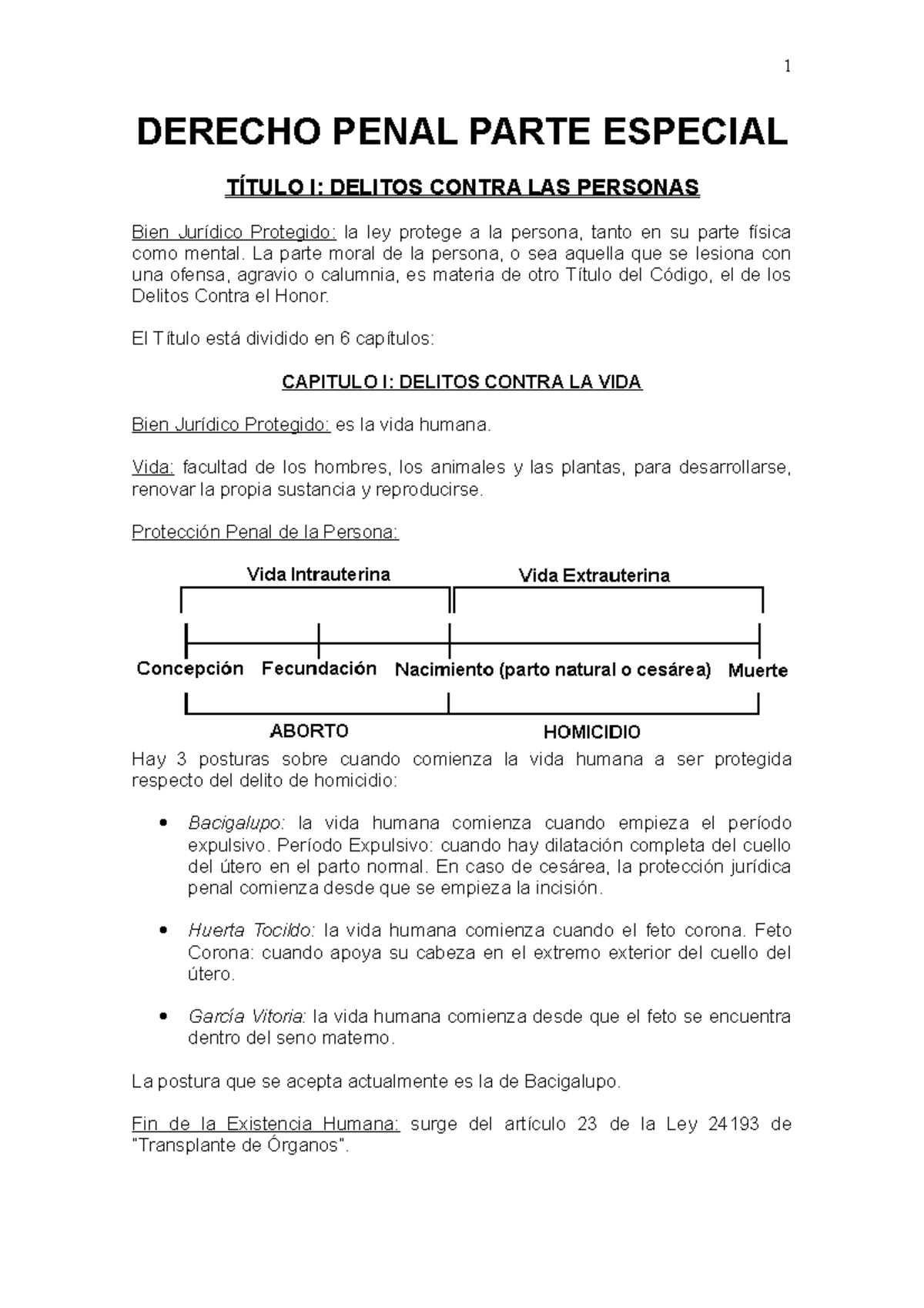 Resumen De Penal Especial Derecho Penal Parte Especial TÍtulo I