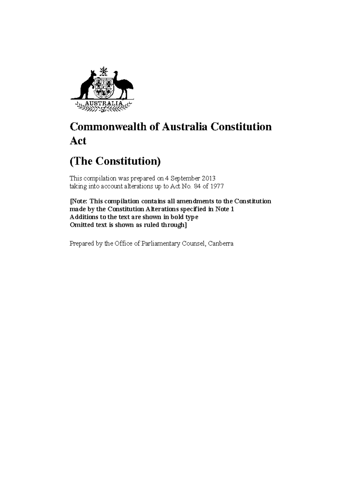 Commonwealth Of Australia Constitution Act Commonwealth Of Australia