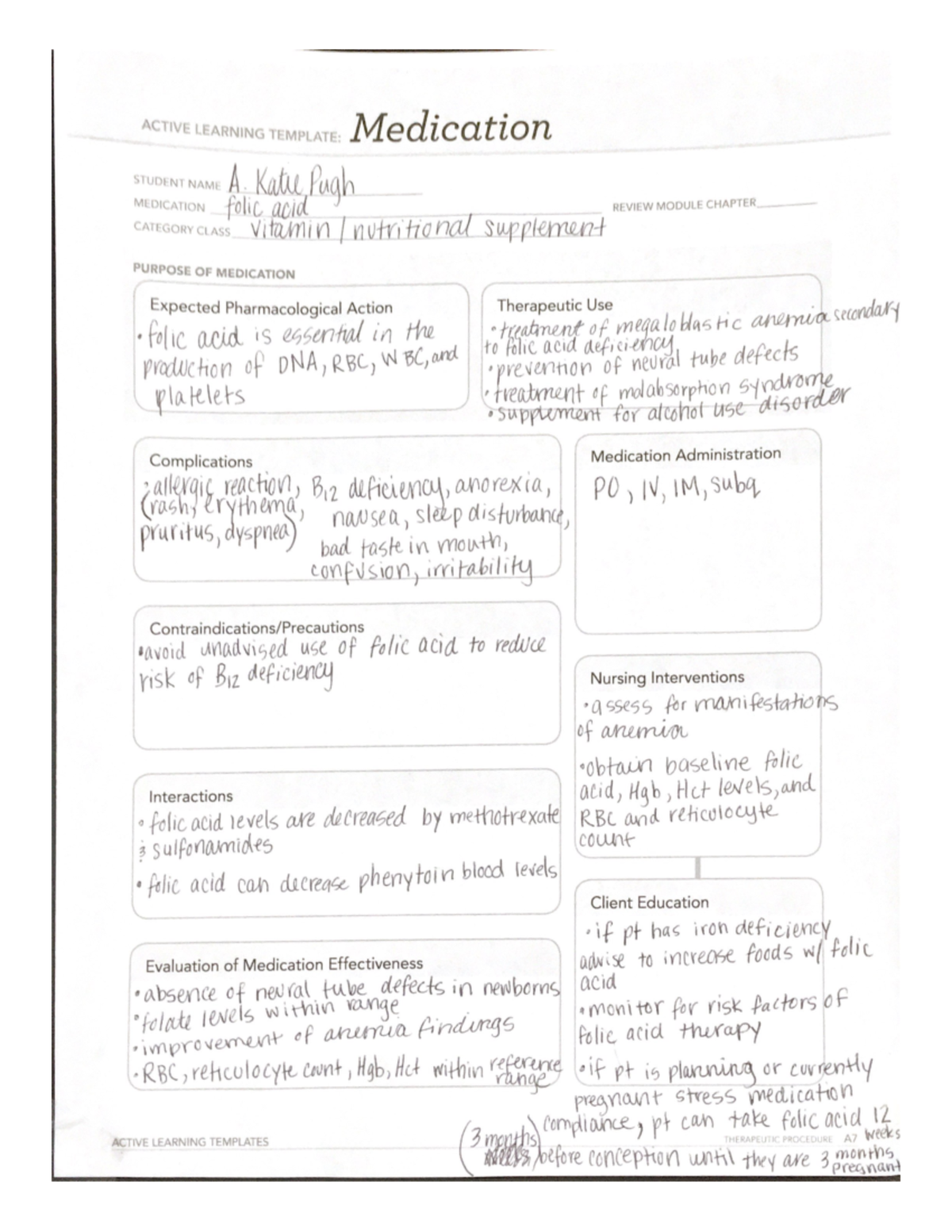 Ati Folic Acid Active Learning Template Nursing 202 Studocu