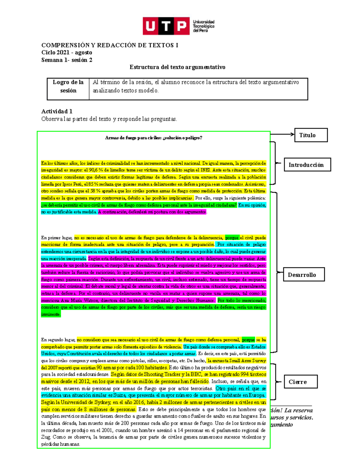 S01 S2 Material Estructura Del Texto Argumentativo 2021 Agosto