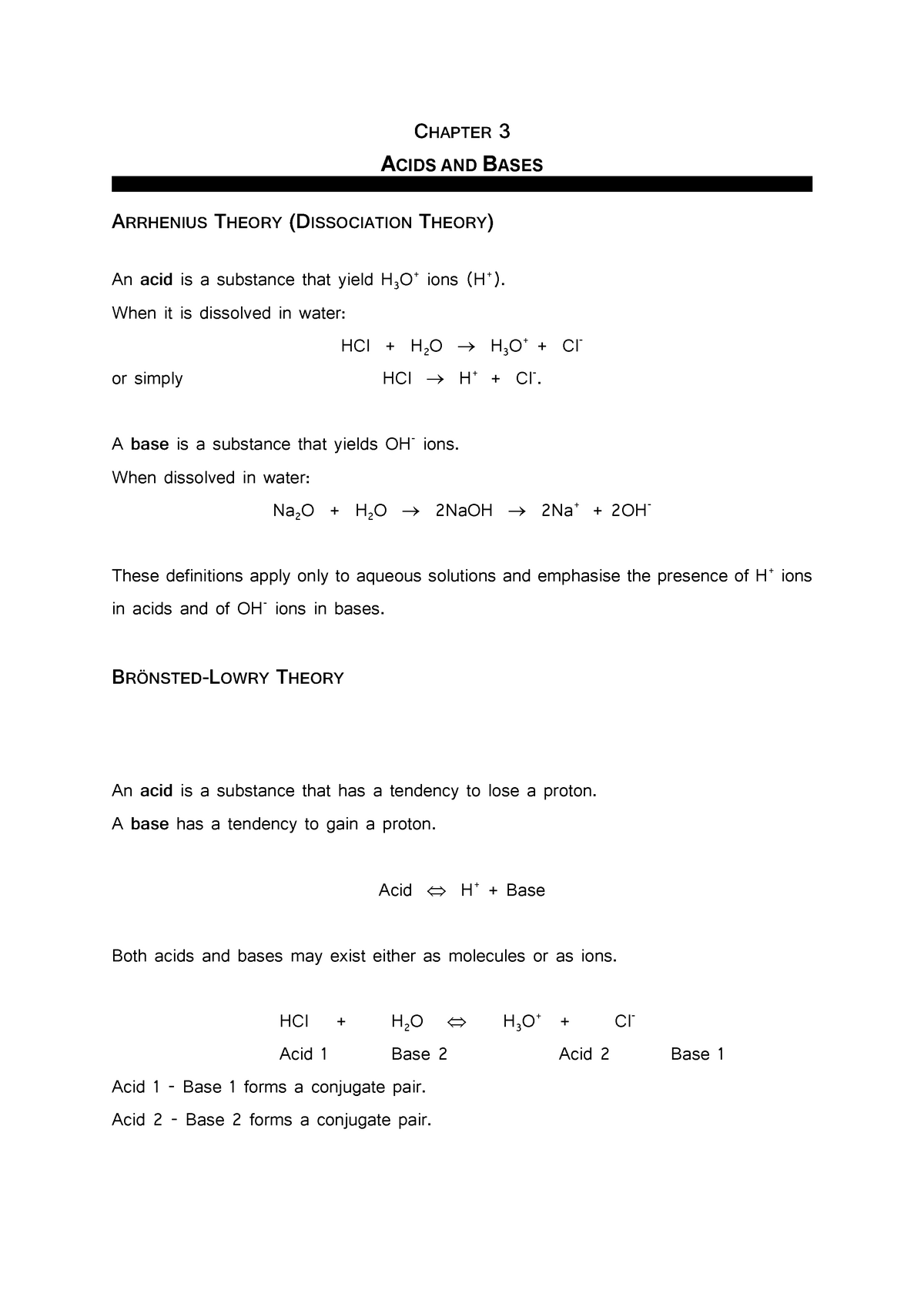 Phys Chem 2 Notes Chapter 8 Acids And Bases 1 Chapter 3 Acids And