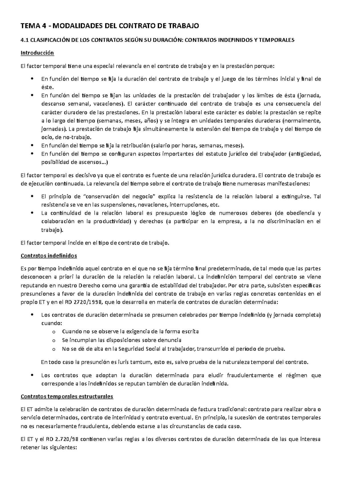 Tema 4 Laboral I Tema 4 Modalidades Del Contrato De Trabajo 4