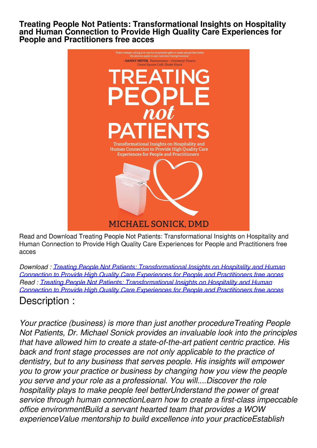 Read Treating People Not Patients Transformational Insights On