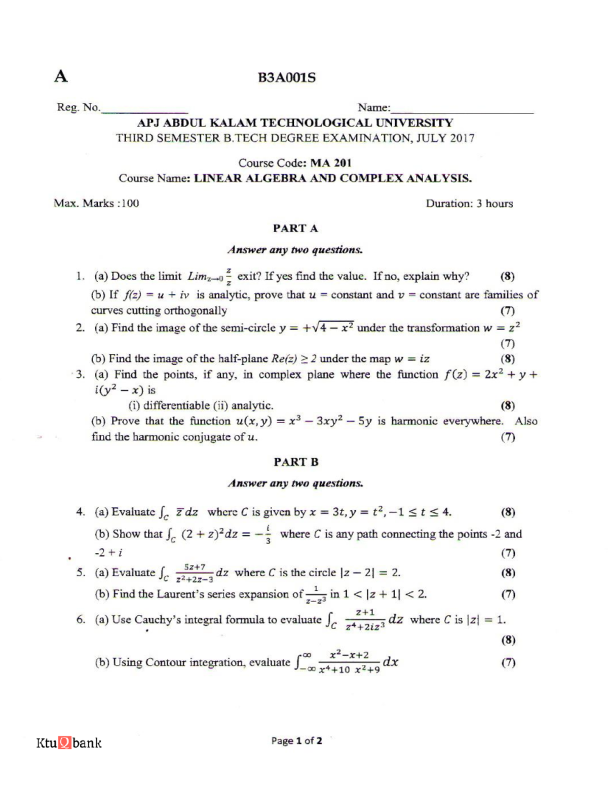 3 Linear Algebra Supple July 2017 Ktu Qbank Linear Algebra And