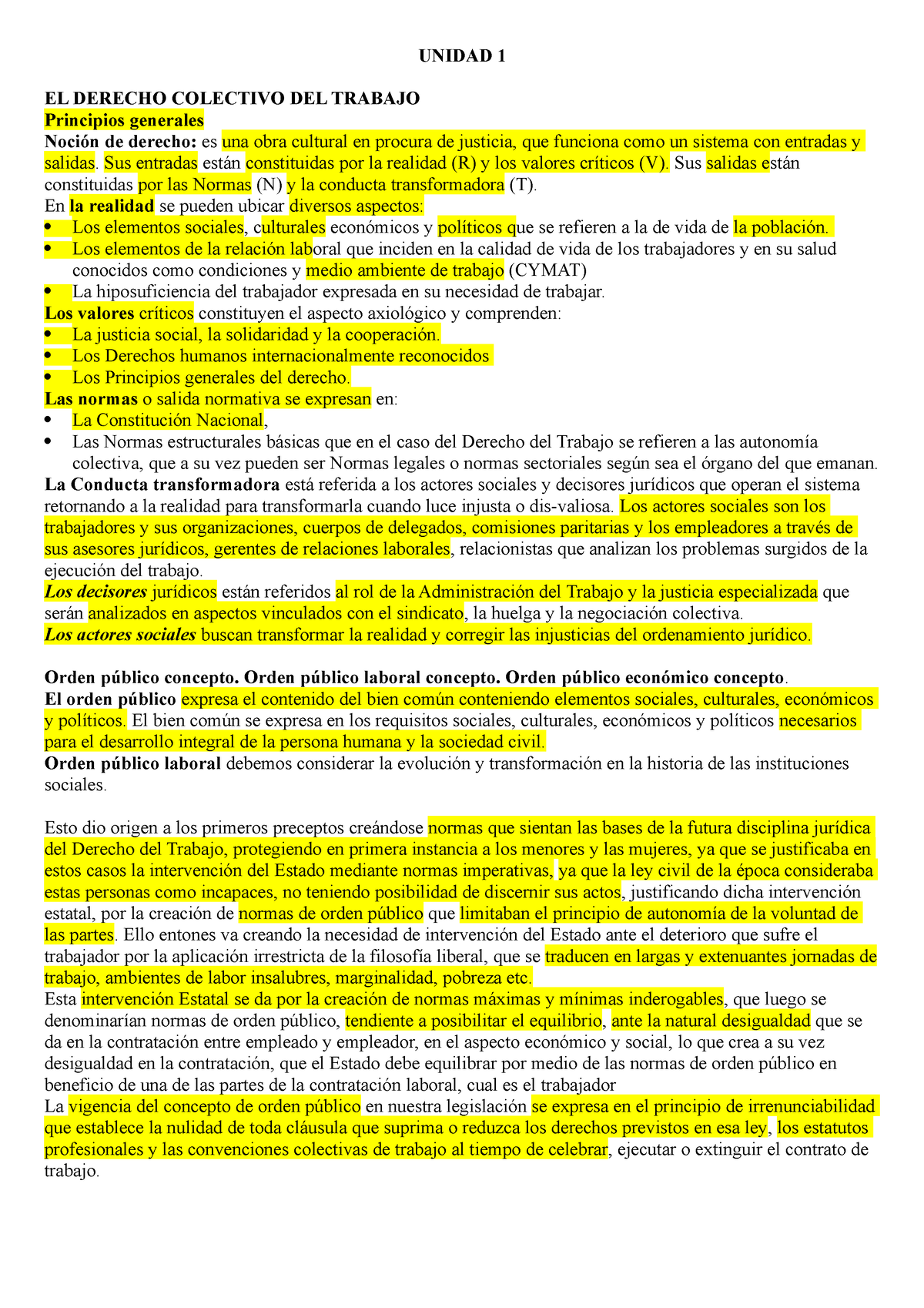 Resumen Primer Examen Unidad 1 El Derecho Colectivo Del Trabajo