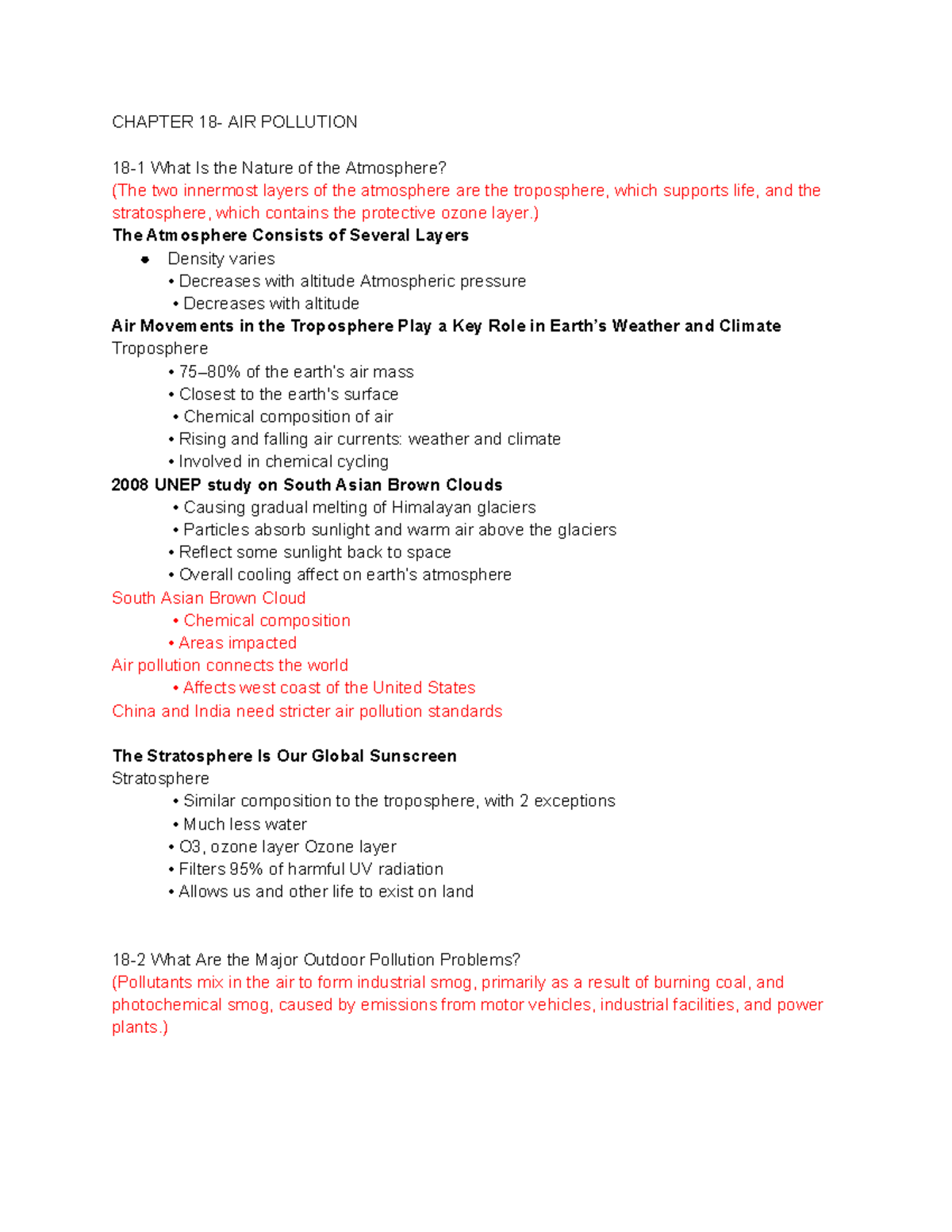 24p Camm Chapter 18 Reading Notes Chapter 18 Air Pollution 18 1