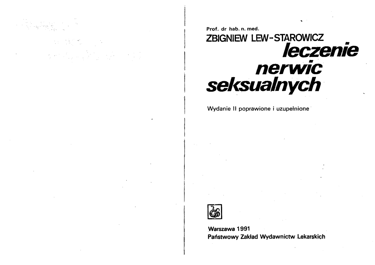 Lew Starowicz Zbigniew Leczenie Nerwic Seksualnych Psychologia