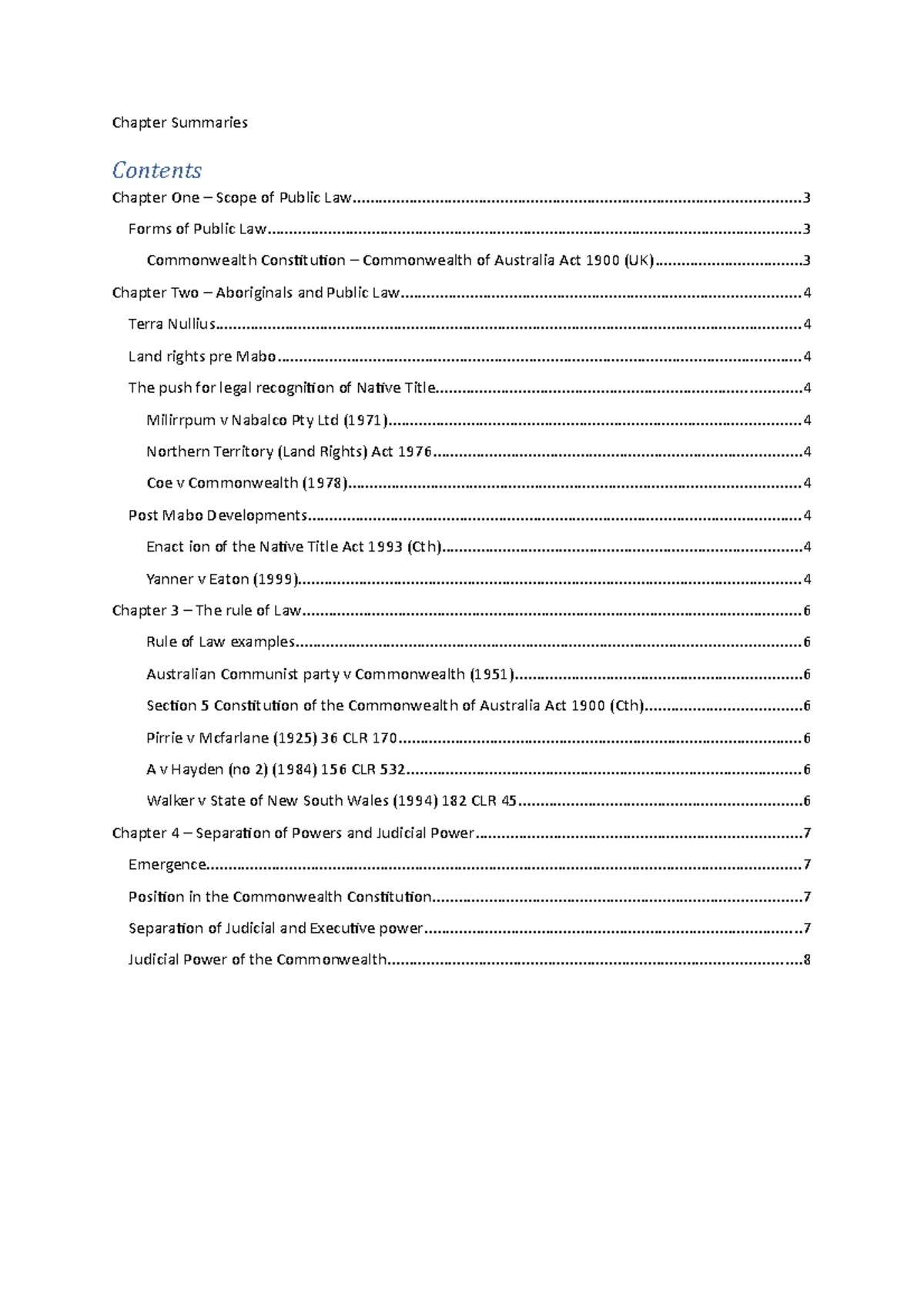 Chapter Summaries Summary Constitutional Law Chapter Summaries