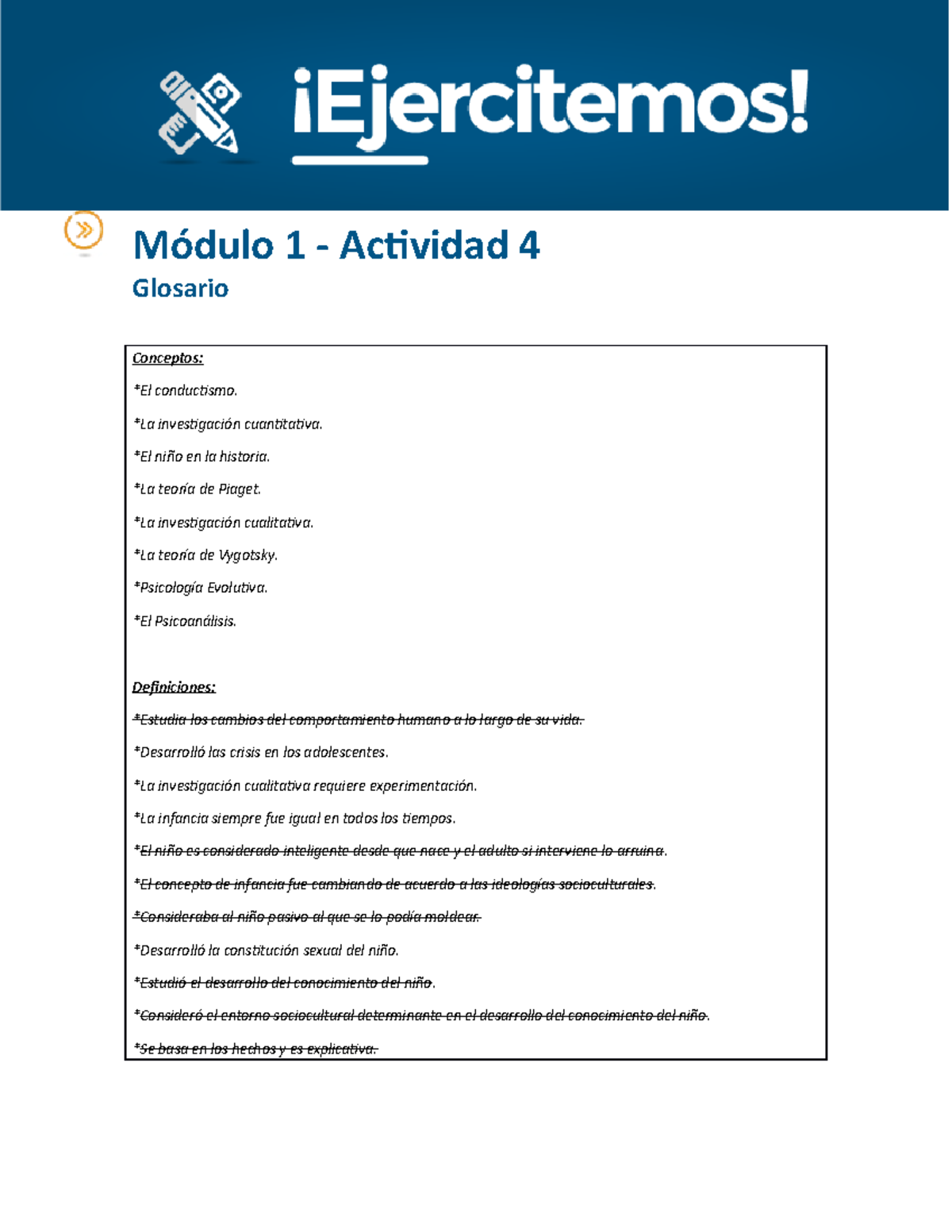 Api 1 Psicologia Evolutiva Módulo 1 Actividad 4 Glosario Conceptos