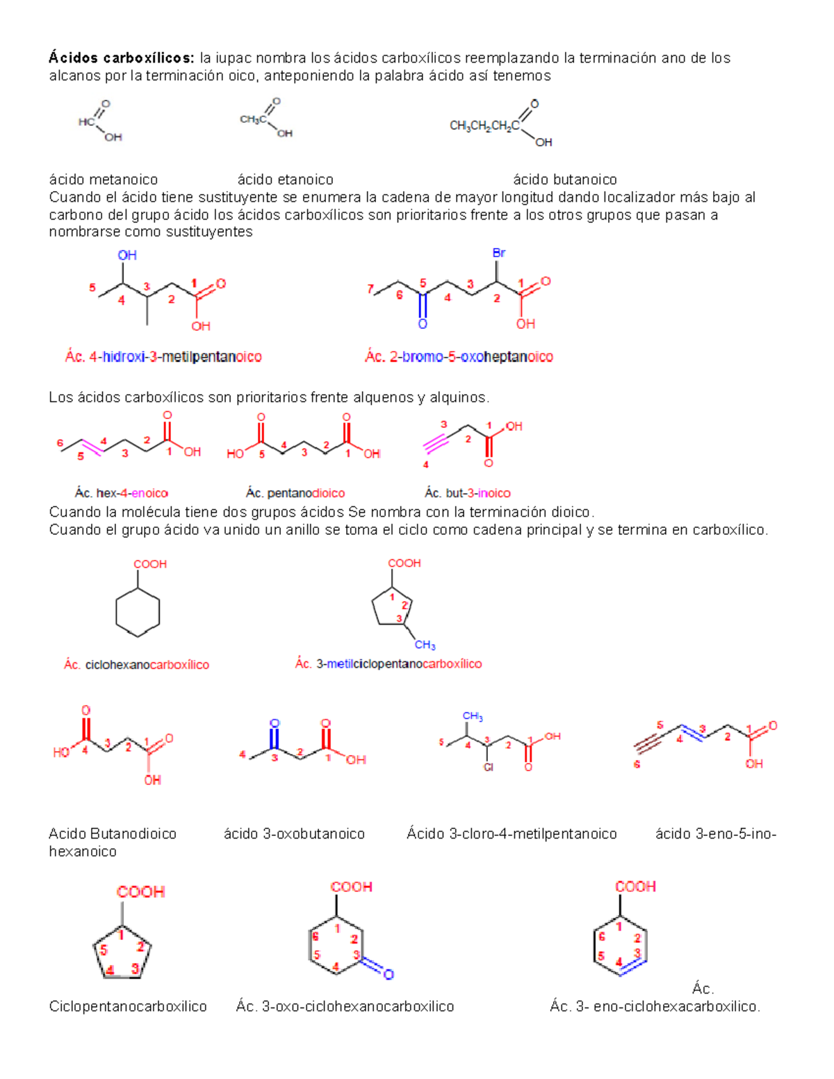 Clase Nomenclatura De Acidos Y Sus Derivados Ácidos Carboxílicos La