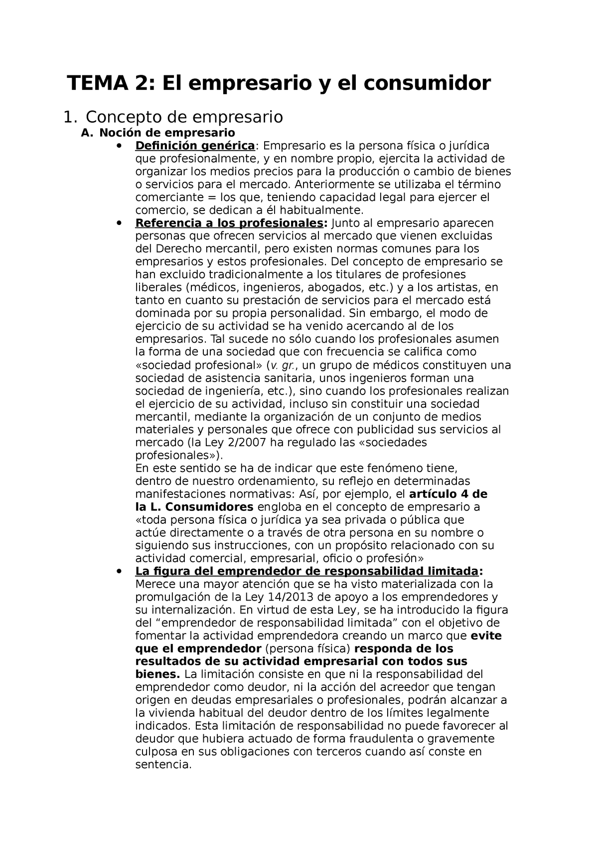 Tema 2 Hecho Profesor Adolfo Sequeira Martín Tema 2 El Empresario