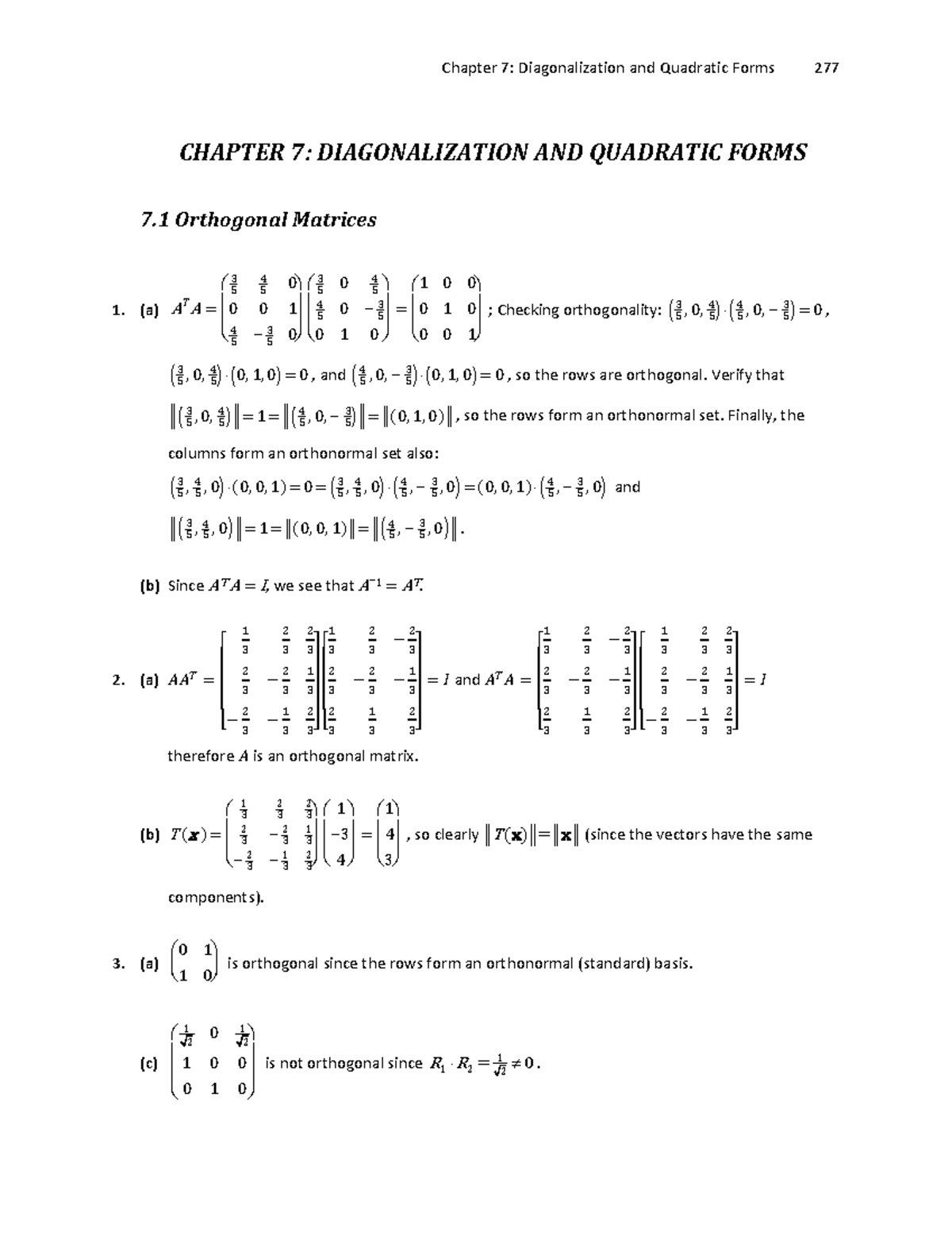 알기쉬운 선형대수 7장 솔루션 Chapter 7 Diagonalization And Quadratic Forms 7