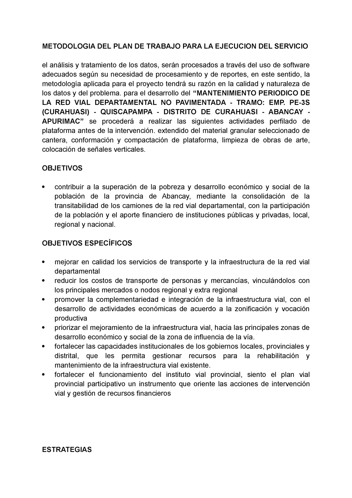 Metodologia Del Plan De Trabajo Metodologia Del Plan De Trabajo Para