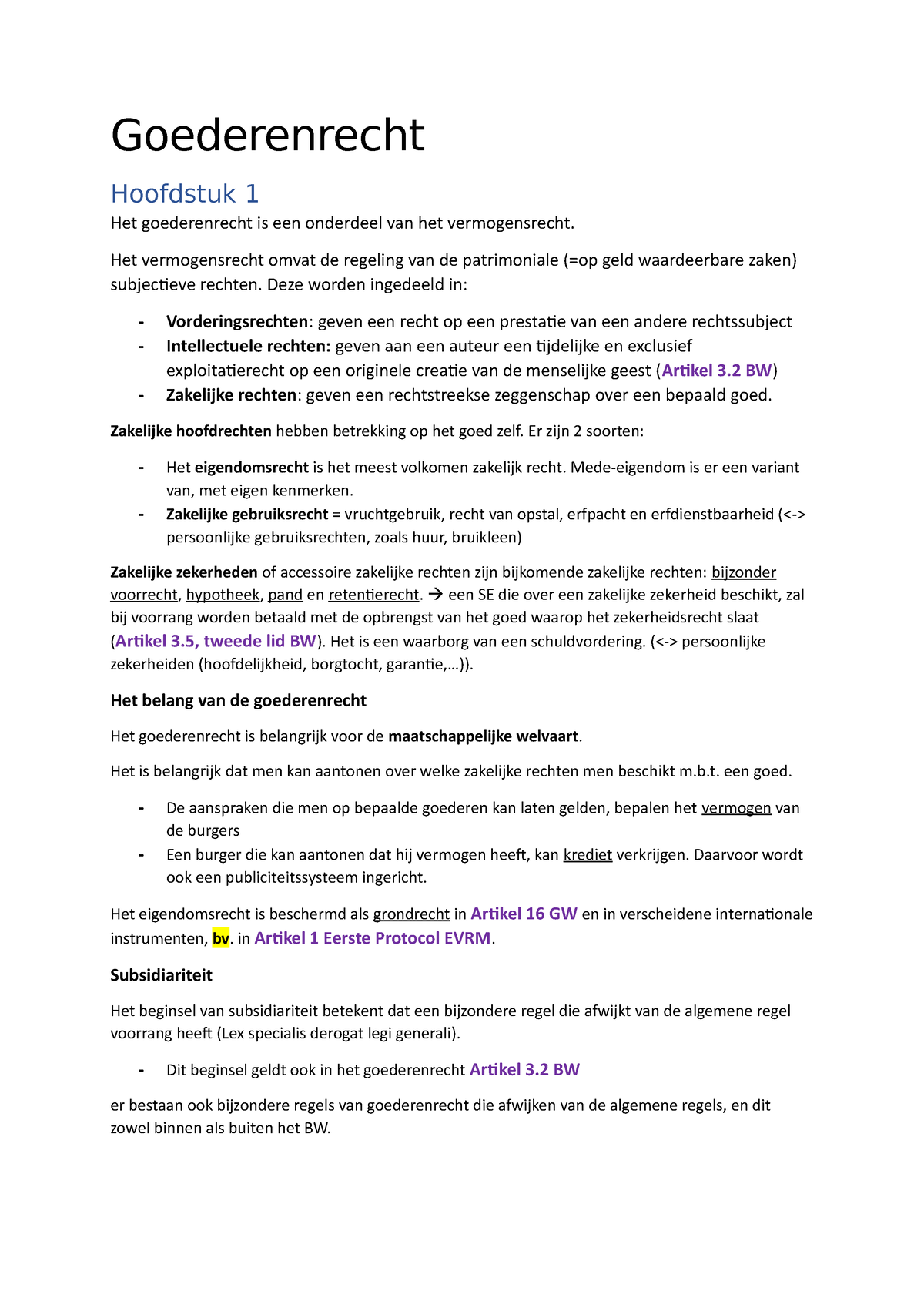 Goederenrecht Samenvatting Goederenrecht Hoofdstuk 1 Het