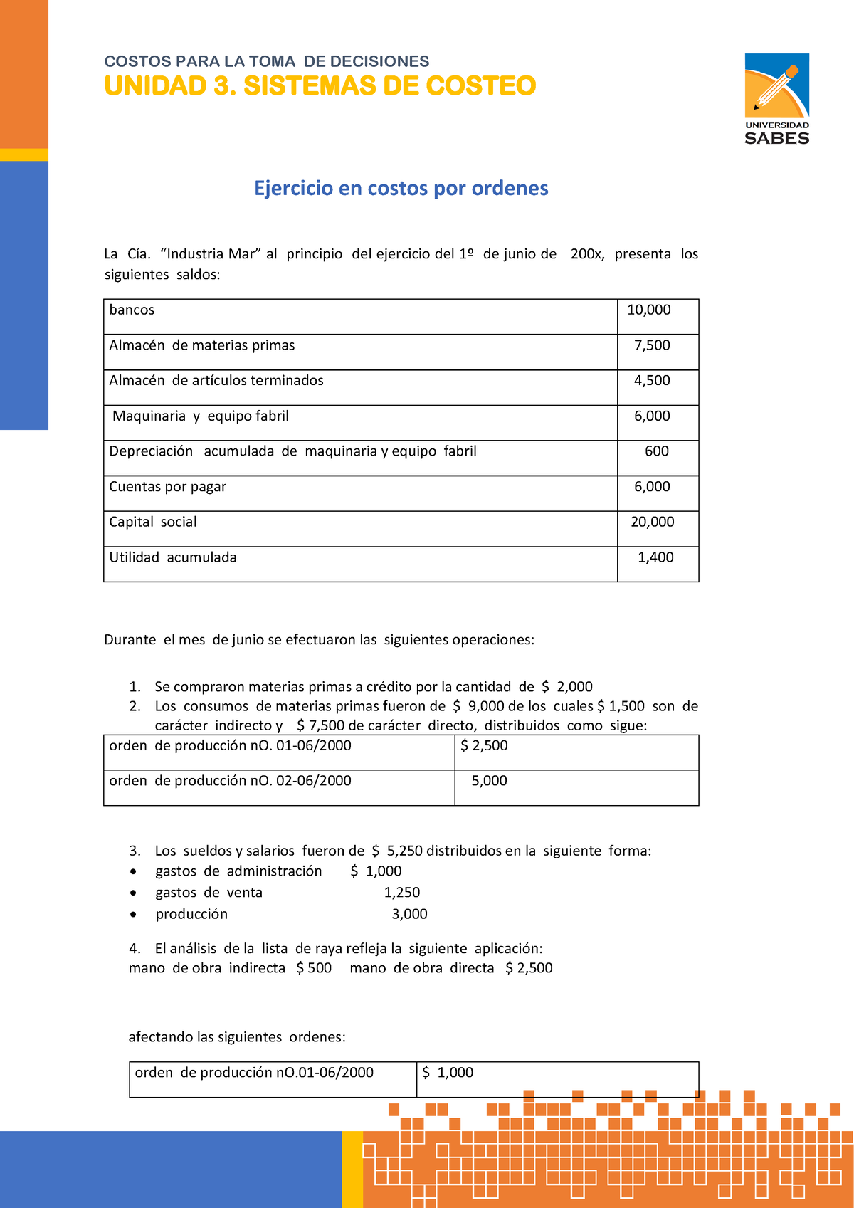 Actividad 6ejerciciocostosporordenes Costos Para La Toma De