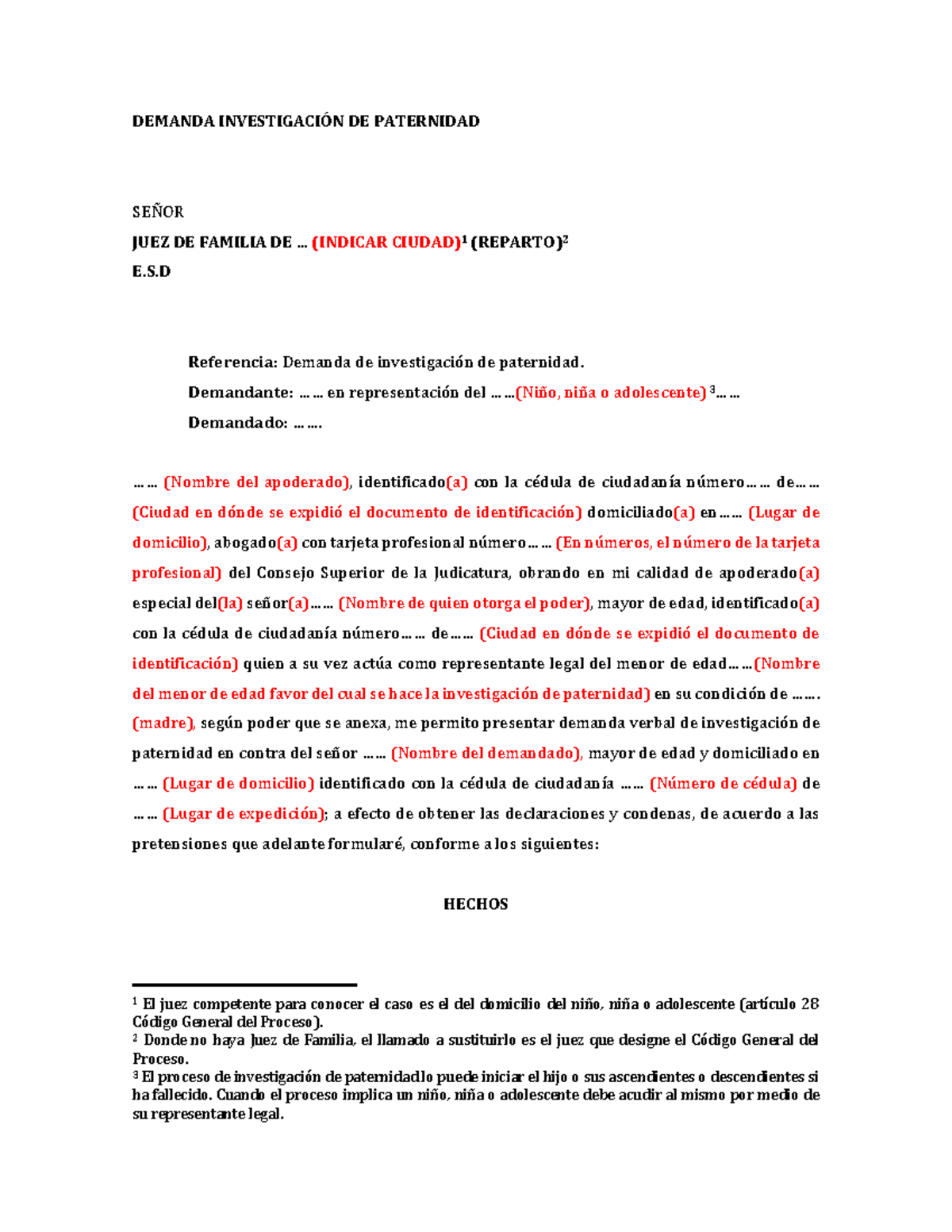 Descubrir 52 Imagen Modelo De Demanda De Investigacion De Paternidad