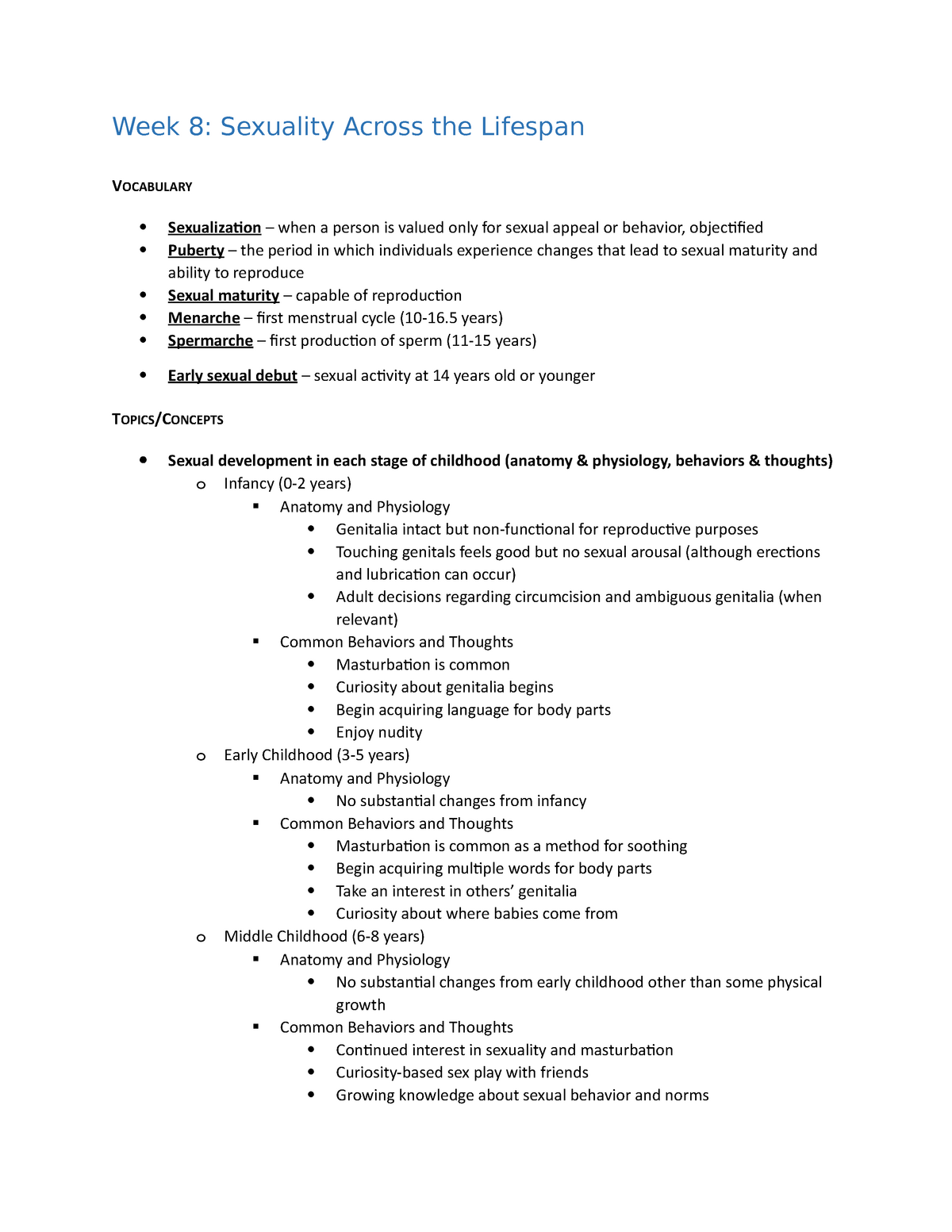 Human Sexuality Study Guides Exam 2 Week 8 Sexuality Across The