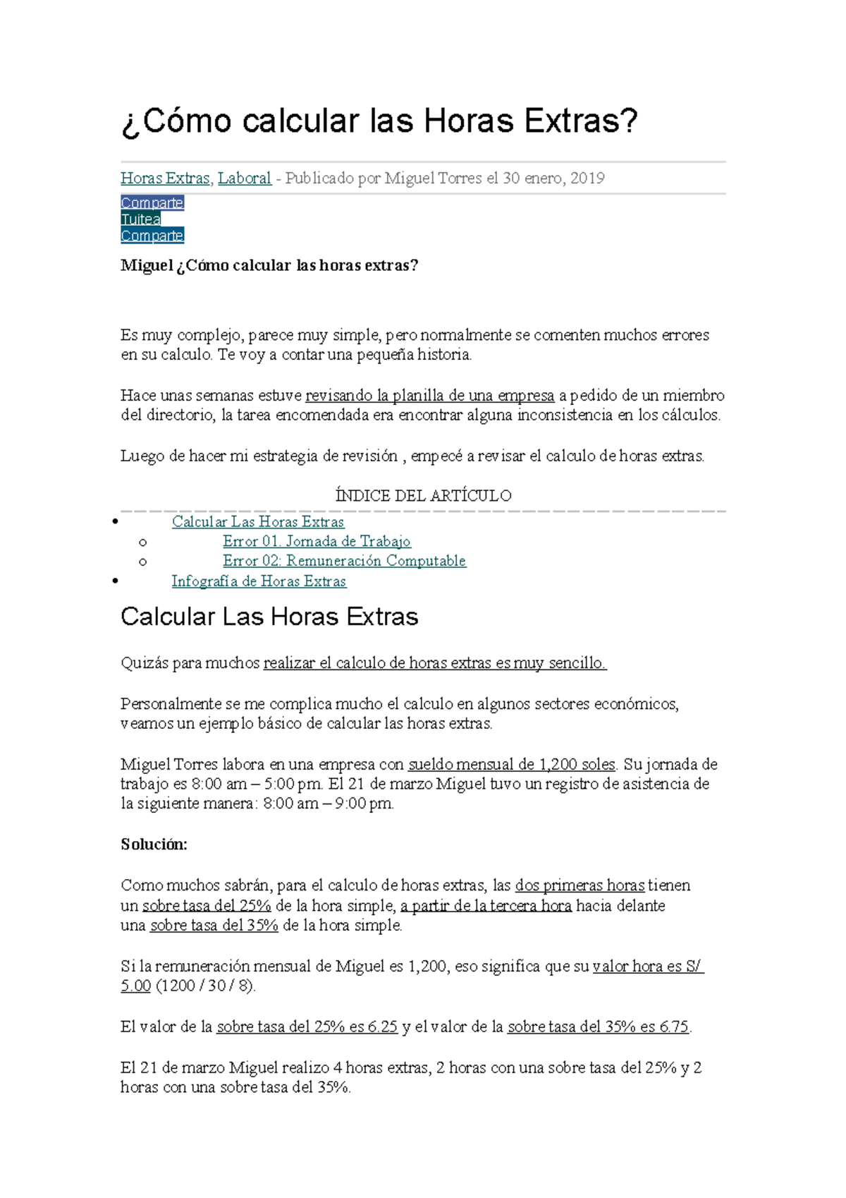 Como Calcular Las Horas Extras ¿cómo Calcular Las Horas Extras Horas