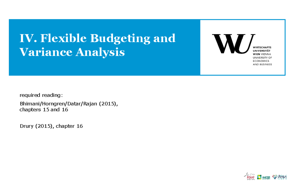 Flexible Budget And Variance Analysis Ws18 Iv Flexible Budgeting And