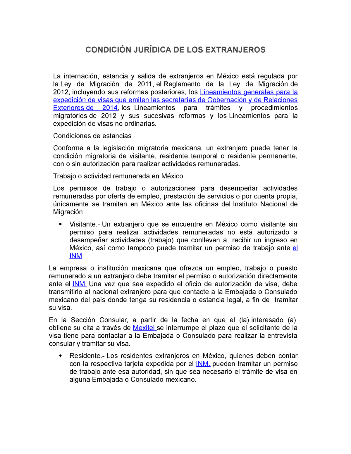 Condición Jurídica De Los Extranjeros CondiciÓn JurÍdica De Los