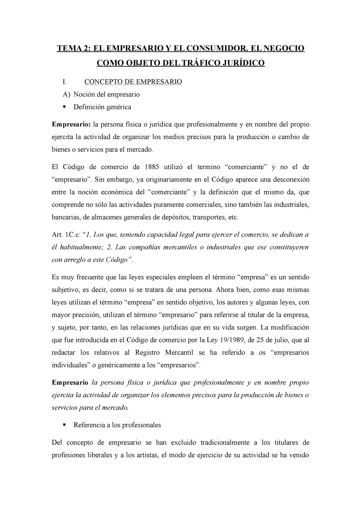 Tema 2 Tema 2 Tema 2 El Empresario Y El Consumidor El Negocio