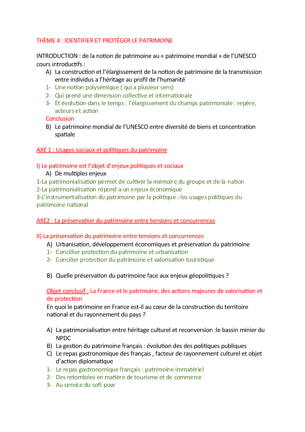 Hggsp Fiche Révision ThÈme 4 Identifier Et ProtÉger Le Patrimoine