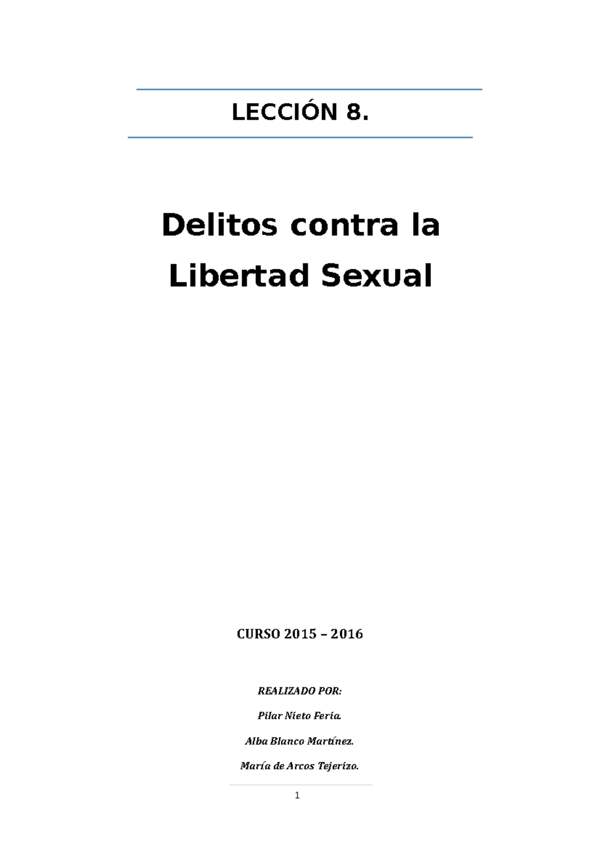 Tema 8 Delitos Contra La Libertad Sexual Delitos Contra Las Personas