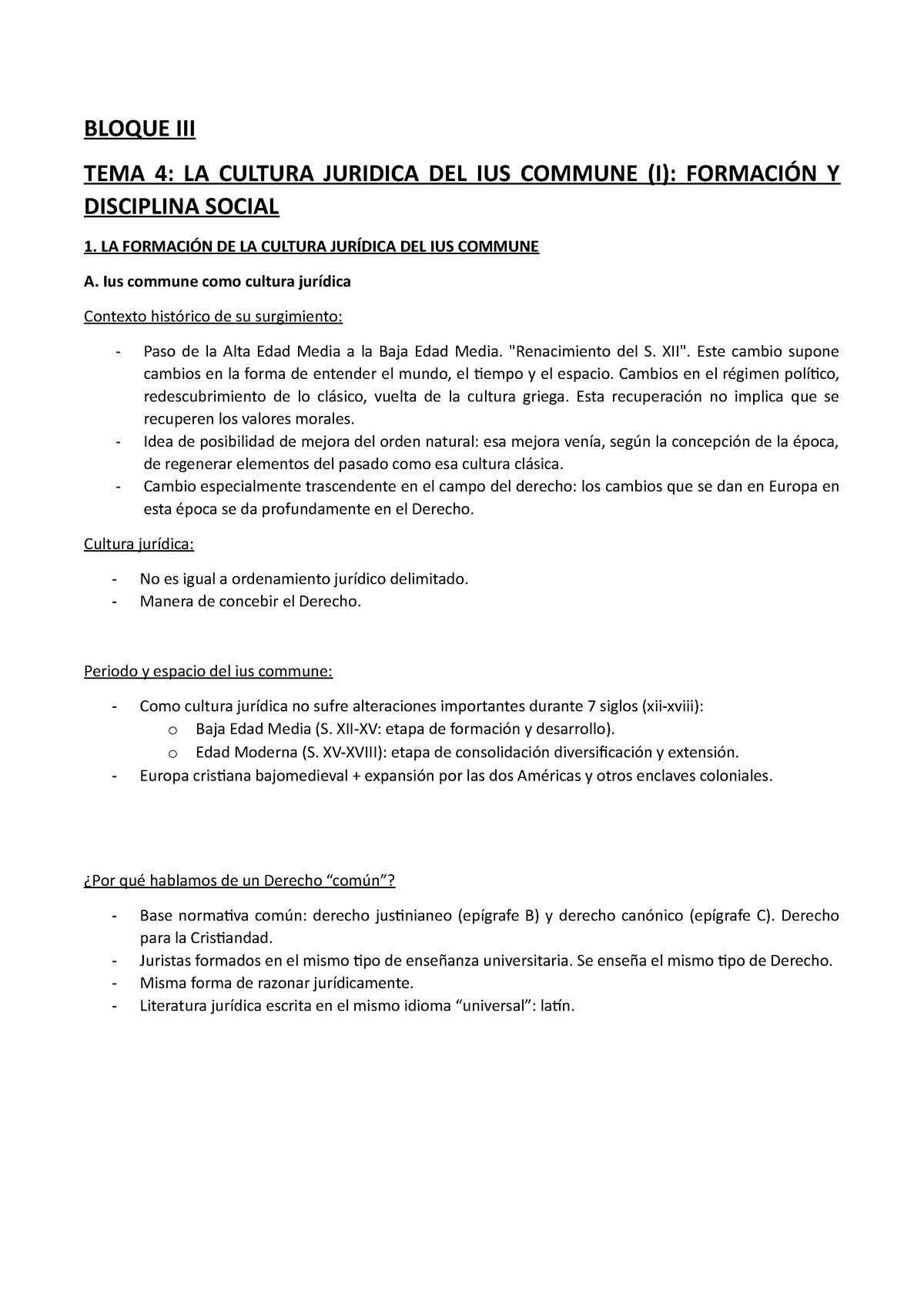 Tema 4 Historia Del Derecho T4 Bloque Iii Tema 4 La Cultura