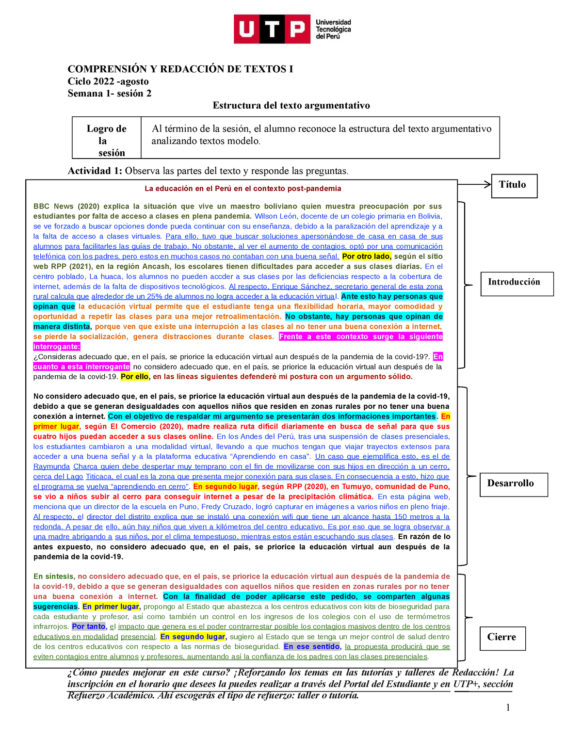 S01 S2 Material Estructura Del Texto Argumentativo 2022 Agosto 5